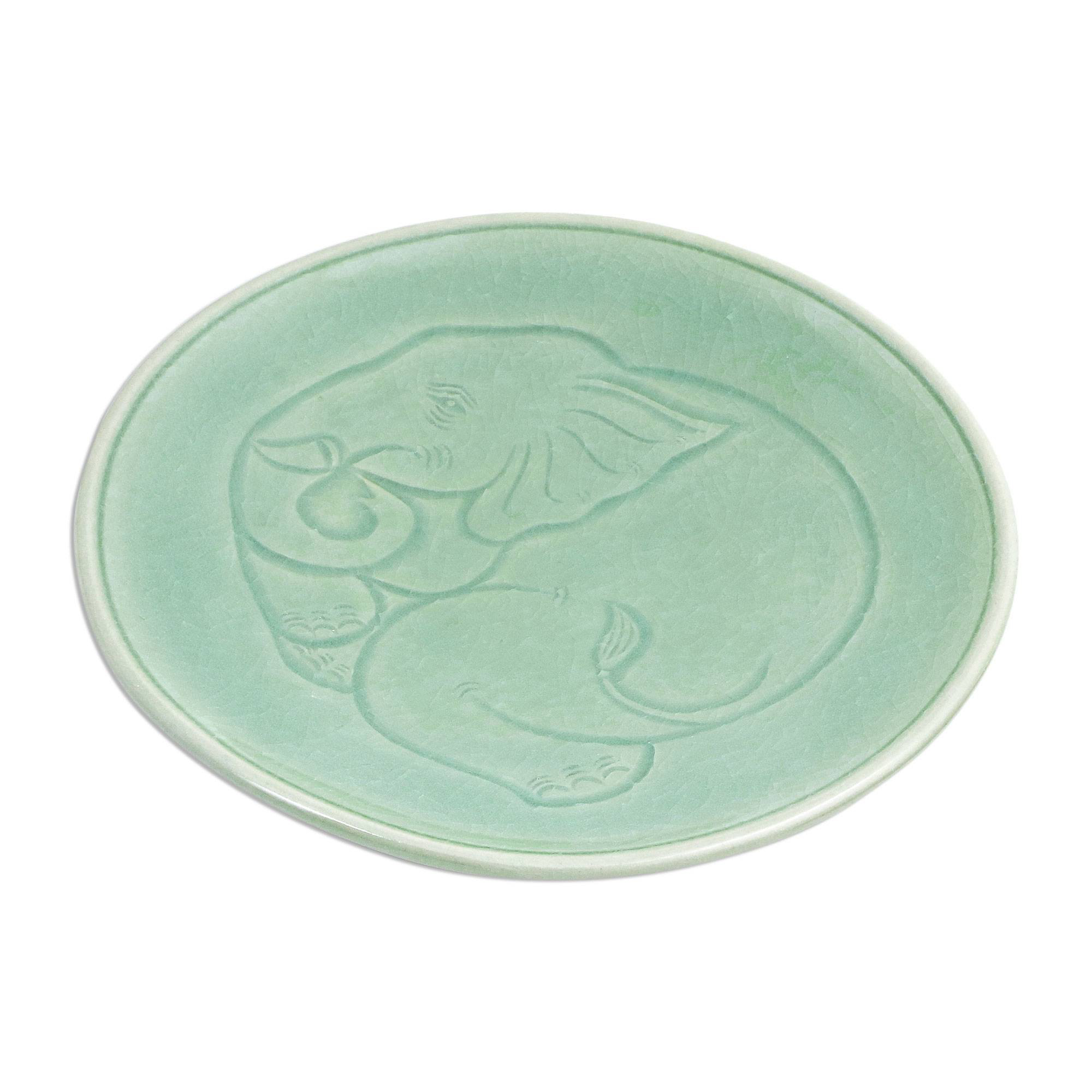 Dakota Fields Sleeping Elephant Celadon Ceramic Dinner Plate - Wayfair ...