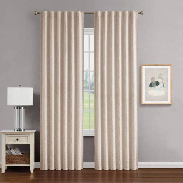 Everly Quinn Marybel Jacquard Blackout Thermal Back Tab/Rod Pocket ...