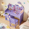 Wrought Studio™ Kids Vanity Desk with Mirror and Lights, Makeup Vanity ...
