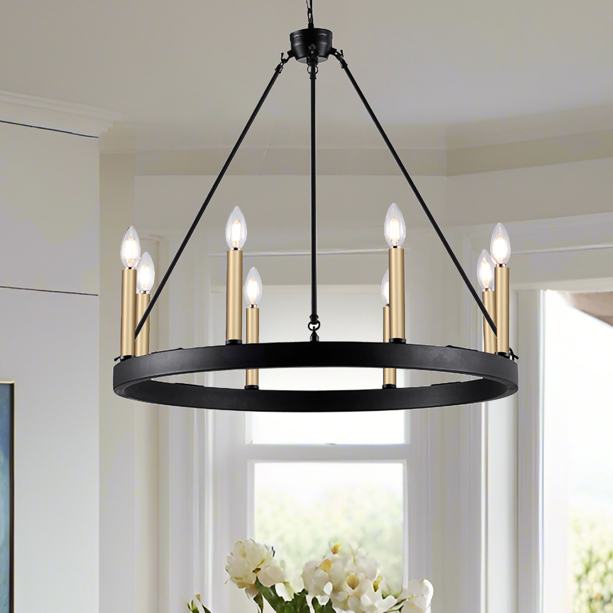 Borough Wharf Clift 8-Light Candle-Style Wagon Wheel Chandelier ...