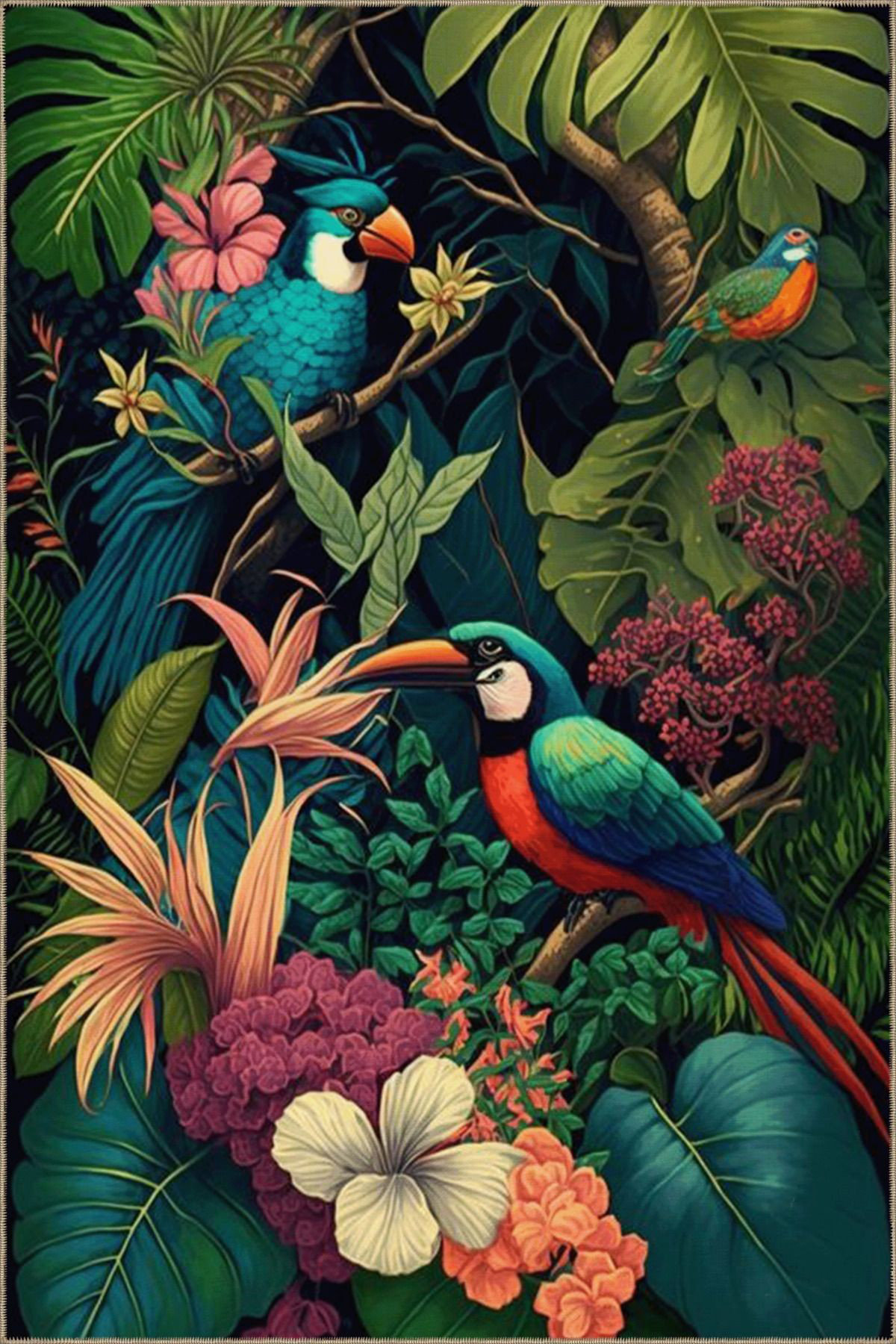 Hokku Designs Forest Themed Tree and Parrot Pattern Creative Modern ...