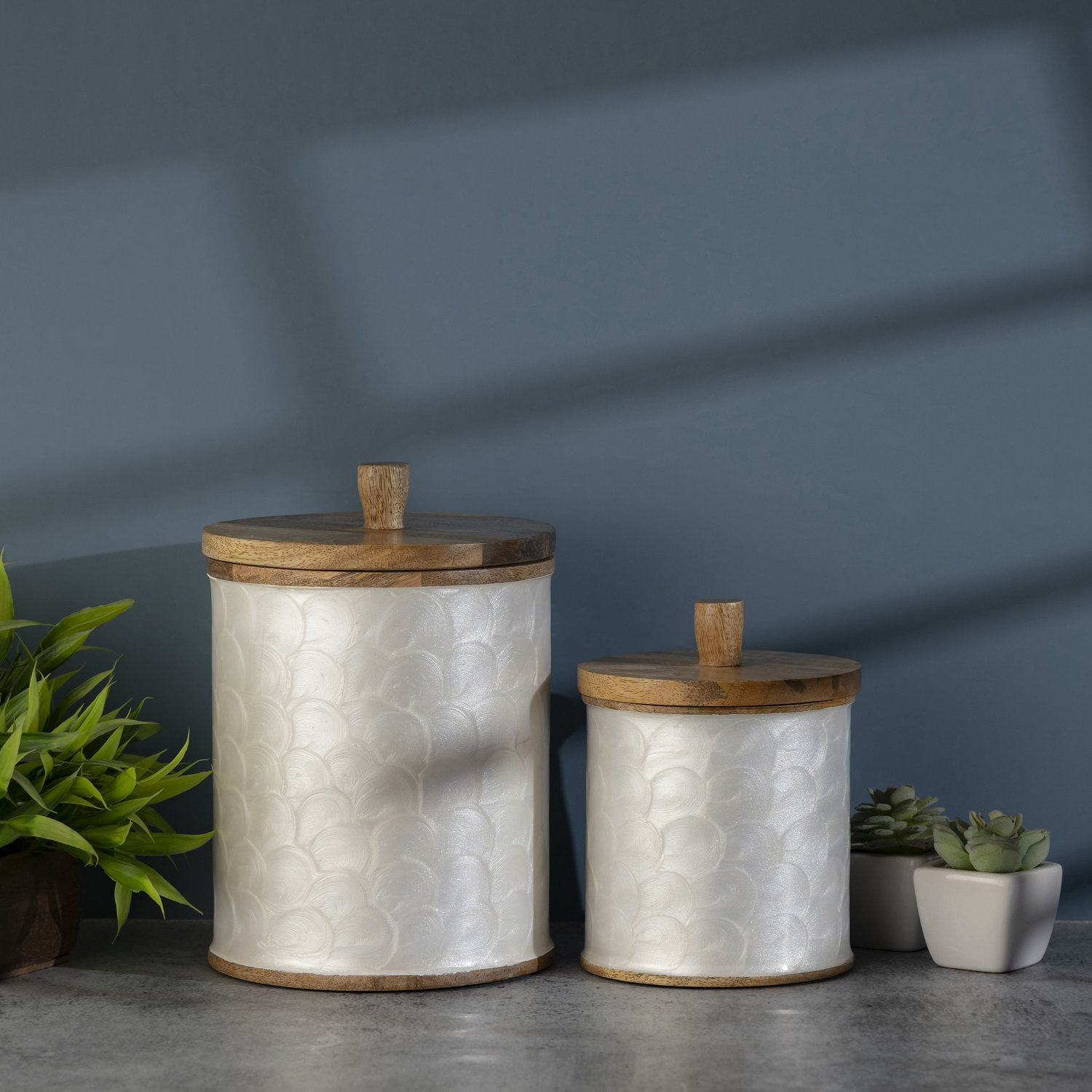 Ivy Bronx Mango Wood Canister Set Of 2 Nested Pack | Wayfair