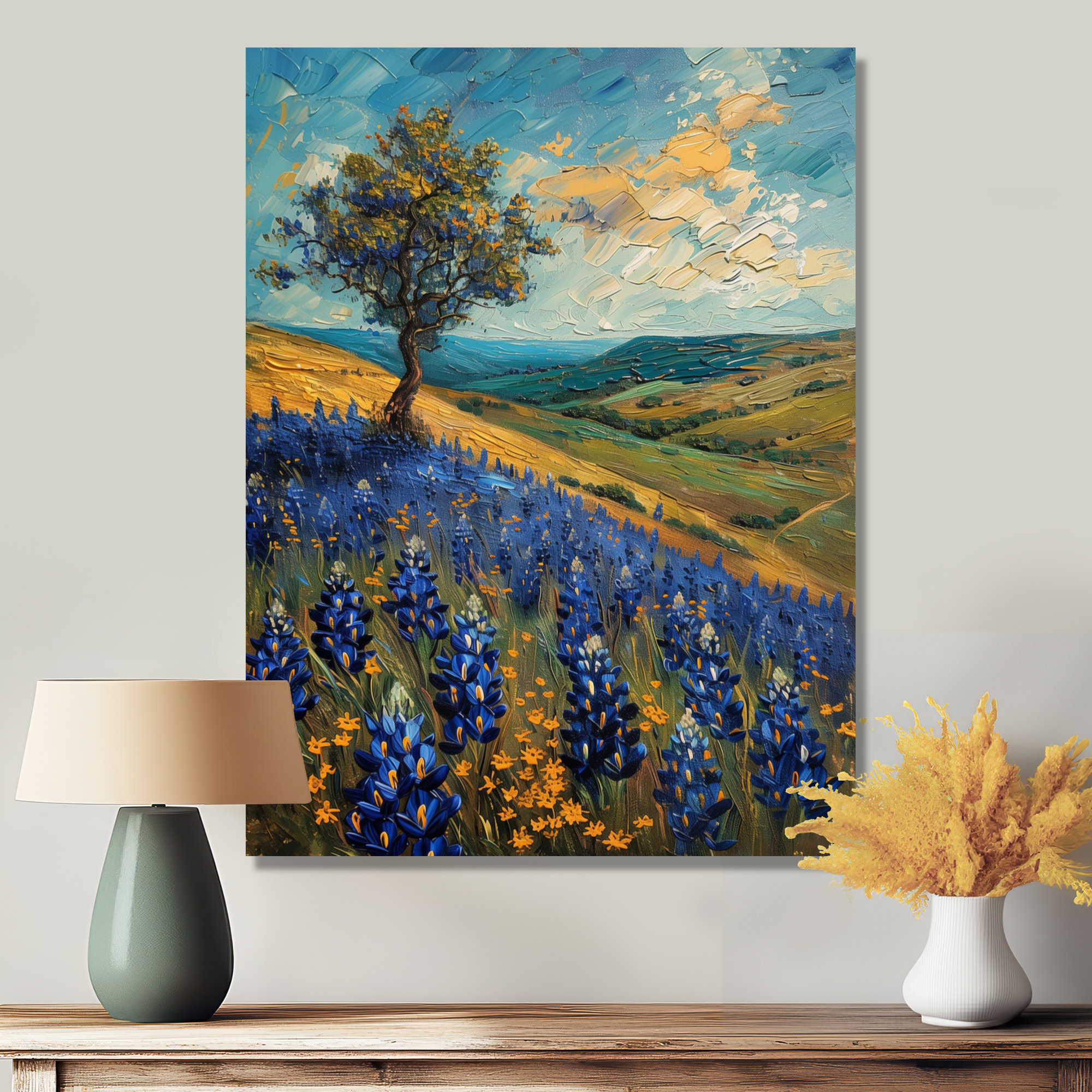 Winston Porter Blue Green Morning Magic Blue Bonnets Fields - Blue ...