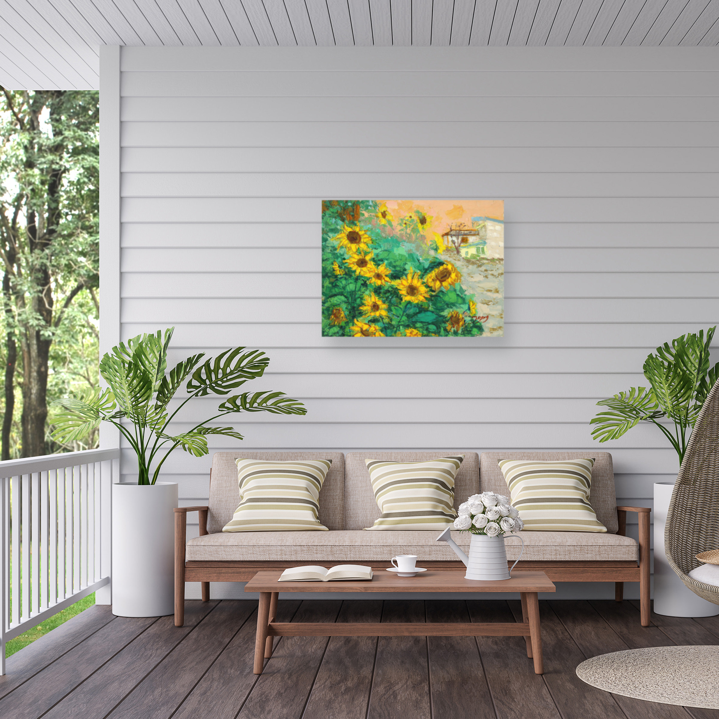 Ebern Designs Jukyong Park Sunflowers Outdoor Canvas - Wayfair Canada