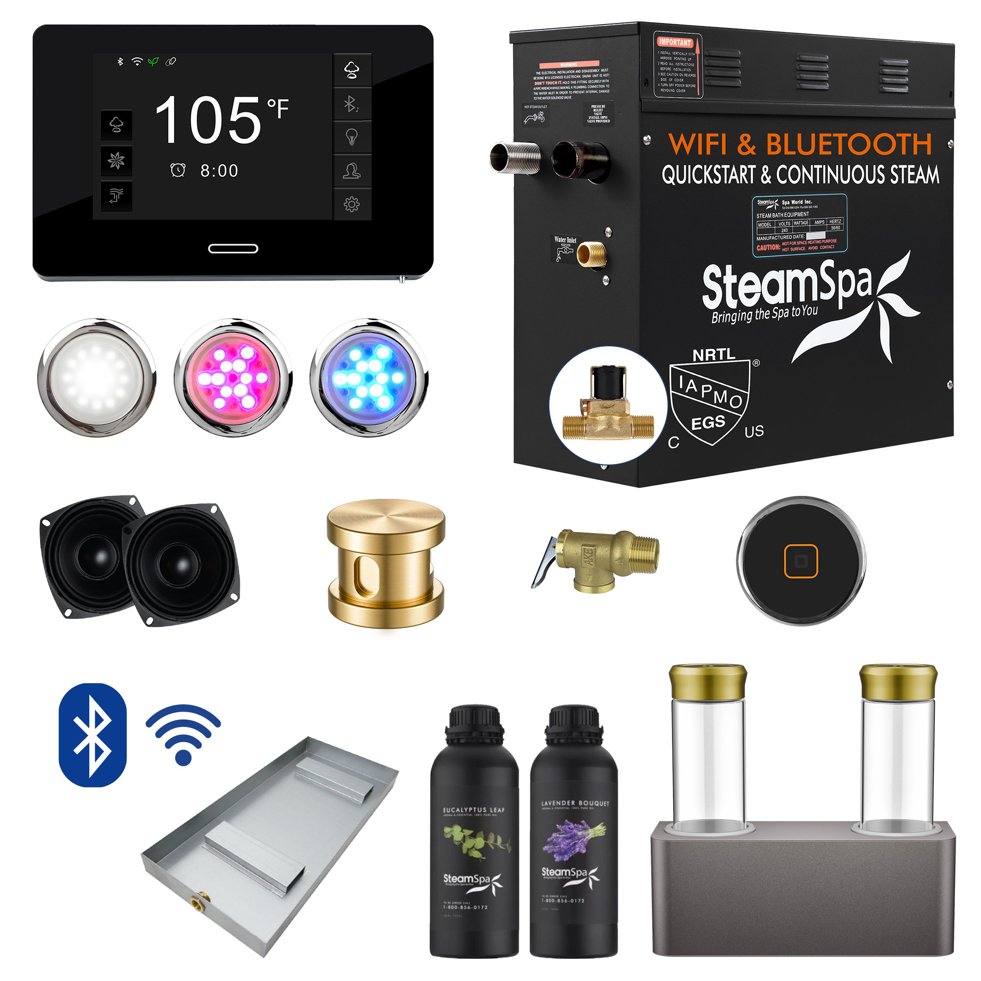 Steam Spa Black Series Wifi And Bluetooth 4.5Kw Quickstart Steam Bath ...