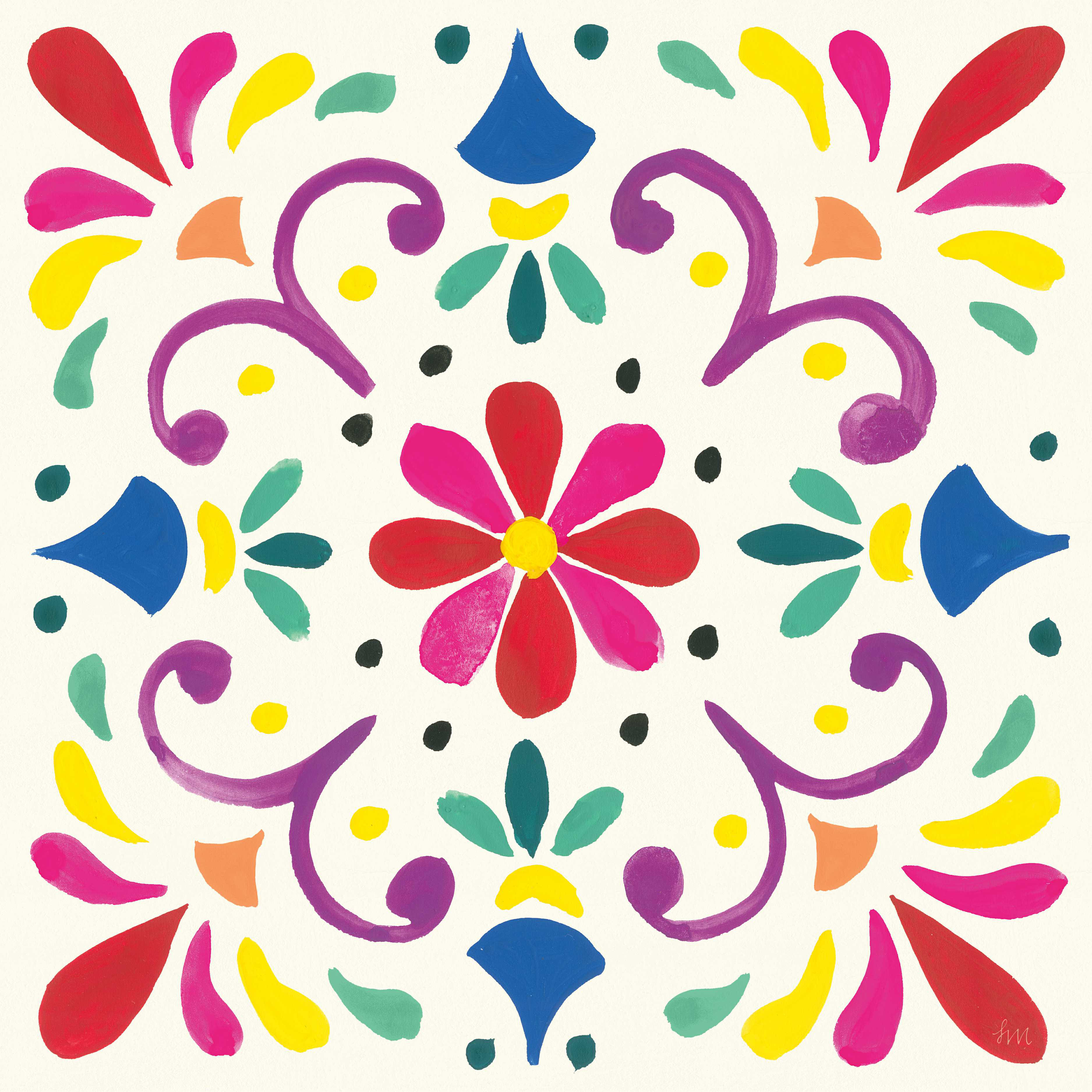 Red Barrel Studio® Floral Fiesta White Tile III | Wayfair