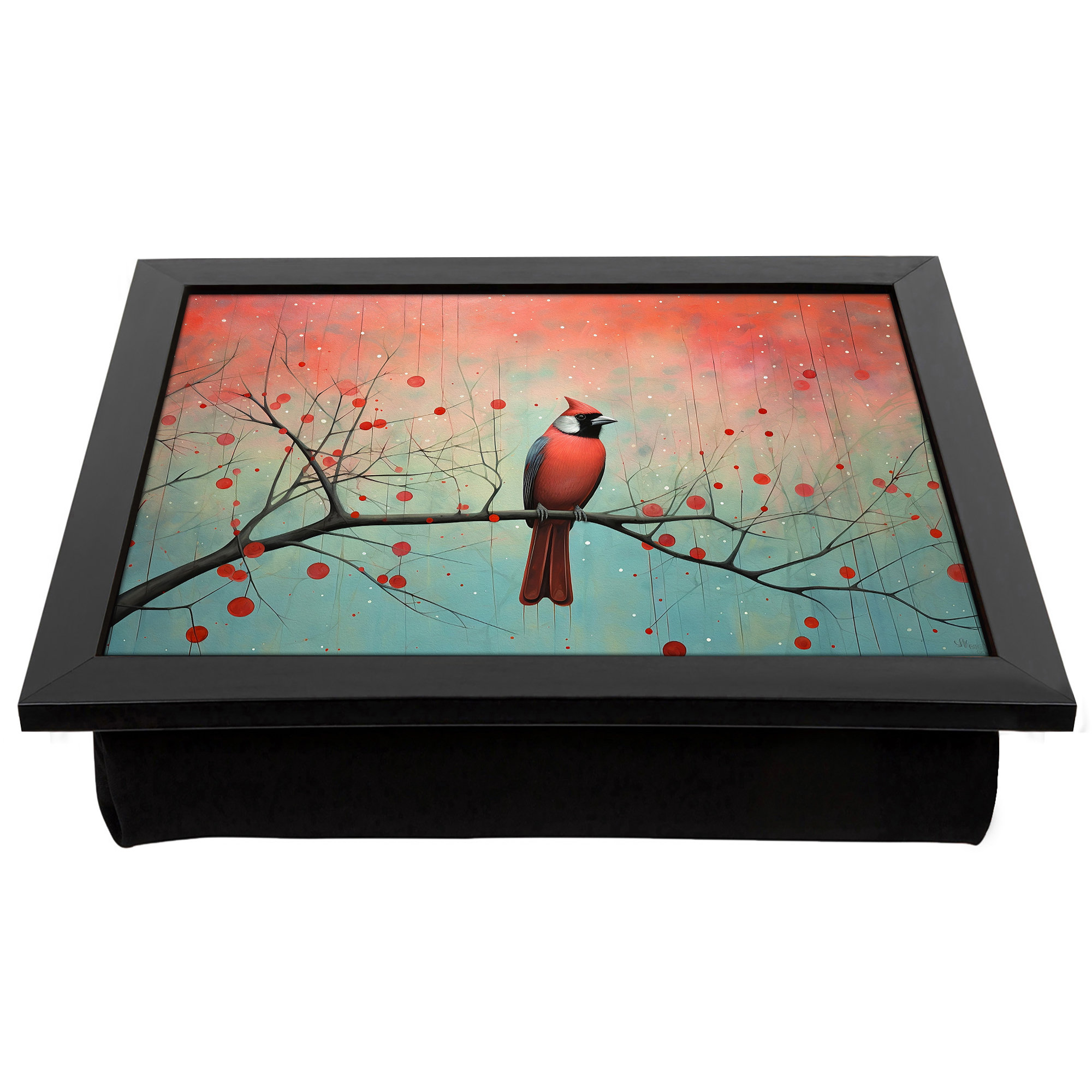17 Stories Cardinal Bird Colour Field Lap Tray with Cushion | Wayfair.co.uk