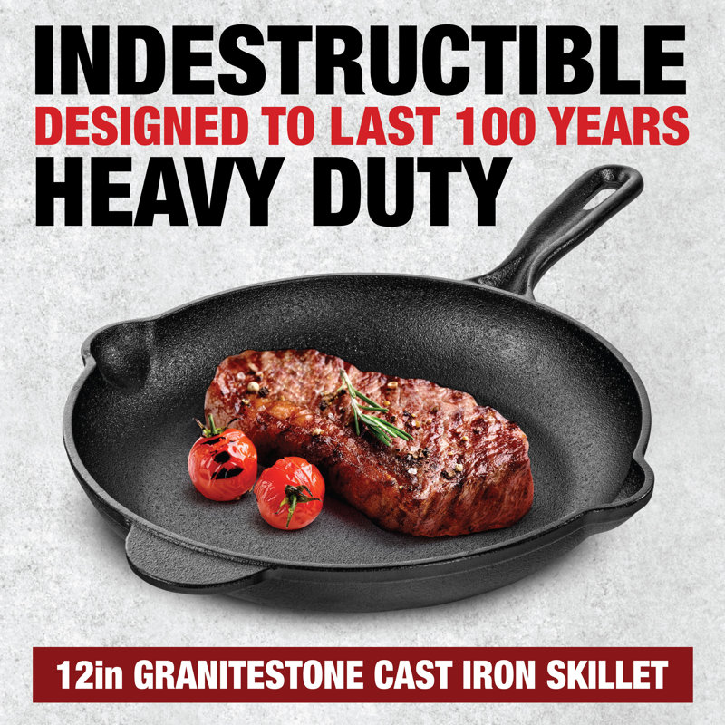 Granitestone 12'' Cast Iron Pre Seasoned Skillet & Reviews | Wayfair