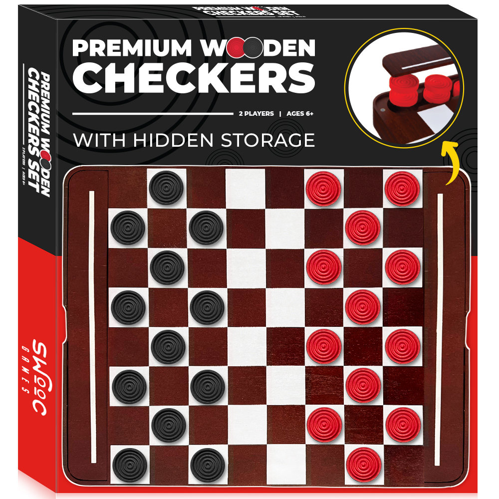 SWOOC Premium Wooden Checkers Set W/ Hidden Magnetic Storage - Wayfair ...