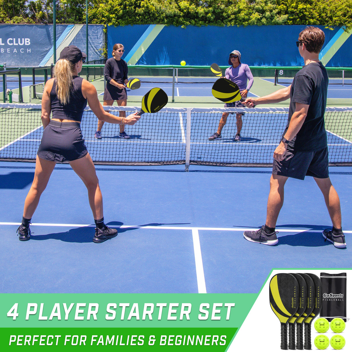 GoSports Pickleball Set with 4 Paddles, 4 Regulation Pickleballs and ...