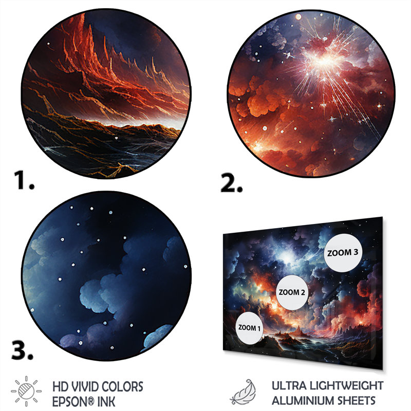 Design Art Galaxy Celestial Fireworks II - Galaxies Metal Wall Decor ...