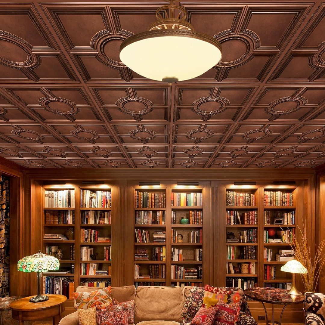 Latitude Run® 12 Packs Copper Decorative Drop Ceiling Tiles 24 X 24 ...