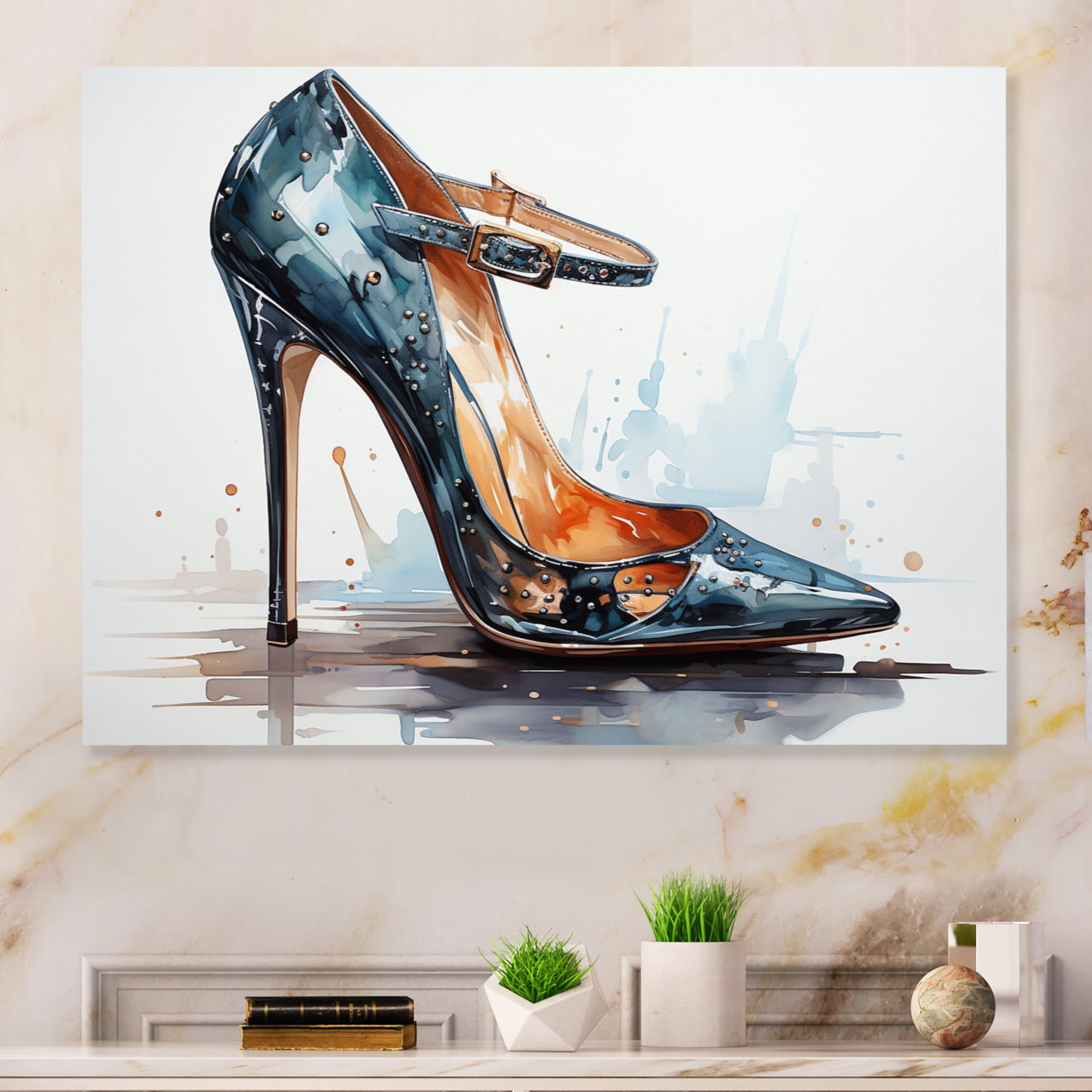 Ivy Bronx Black Fashion High Heel Power I - Fashion Print on Metal ...