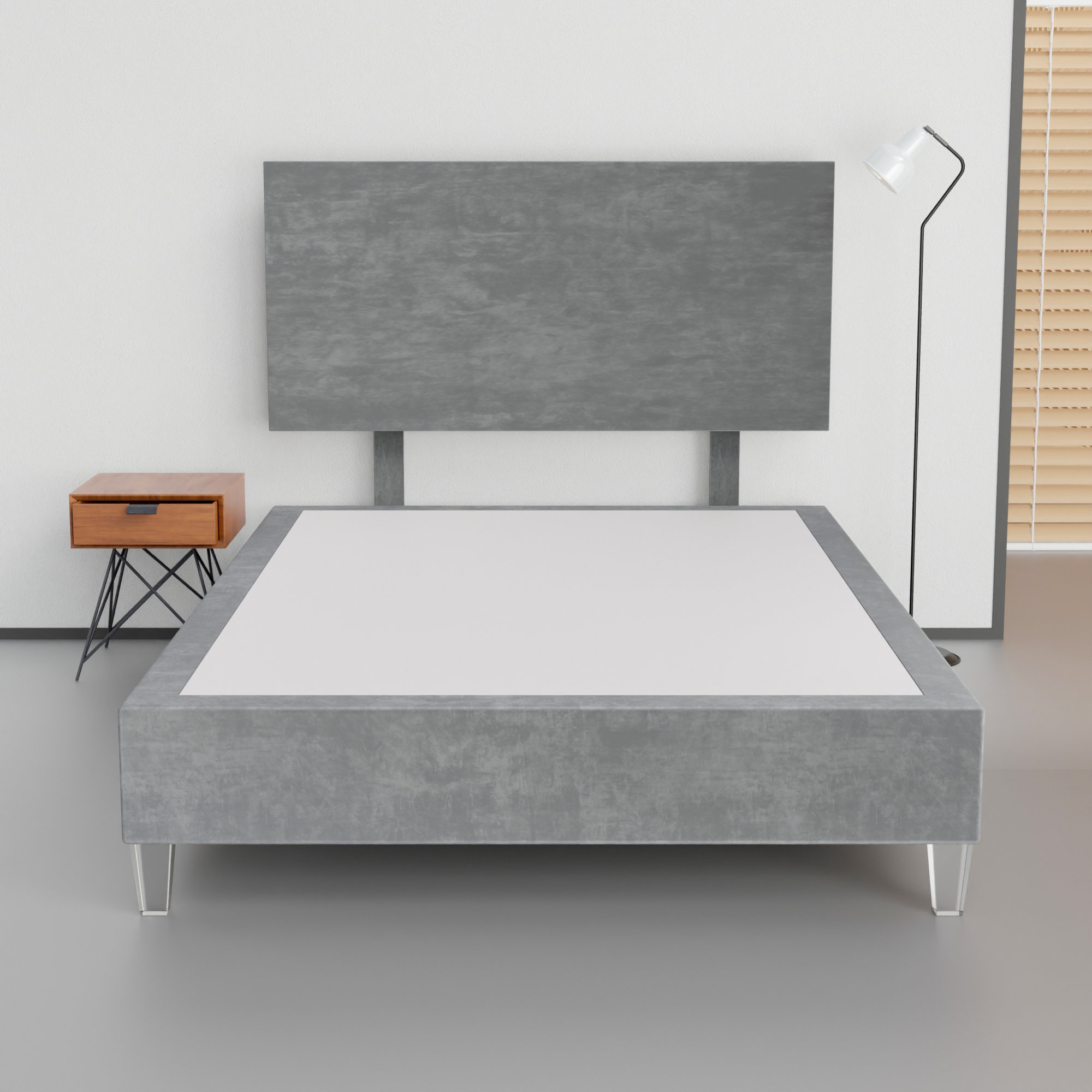 Mercer41 15” Premium Velvet Wood Box Spring/Bed Frame With Headboard ...