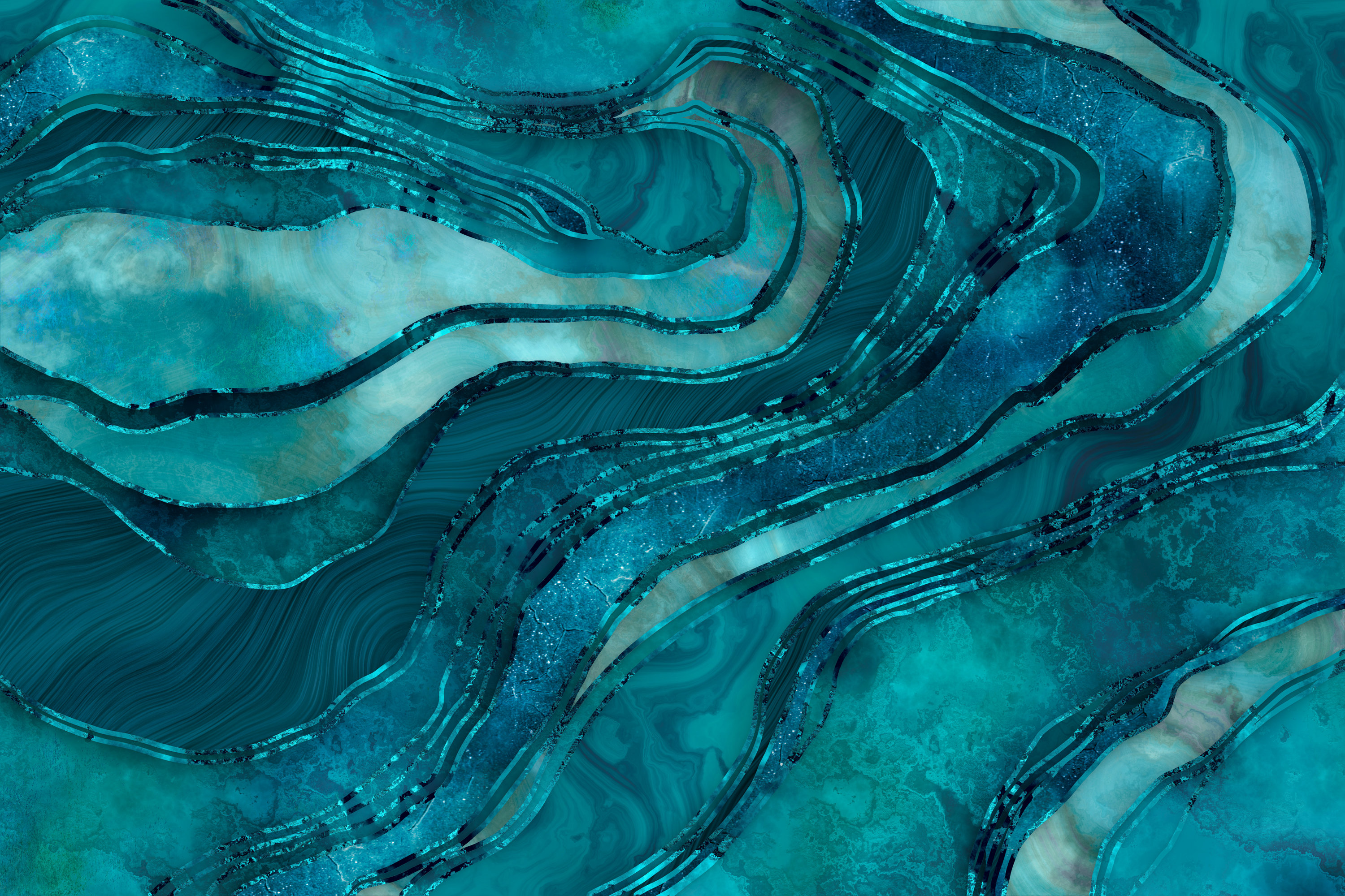 Wrought Studio™ Glamour Marble Amber Turquoise by Andrea Haase ...