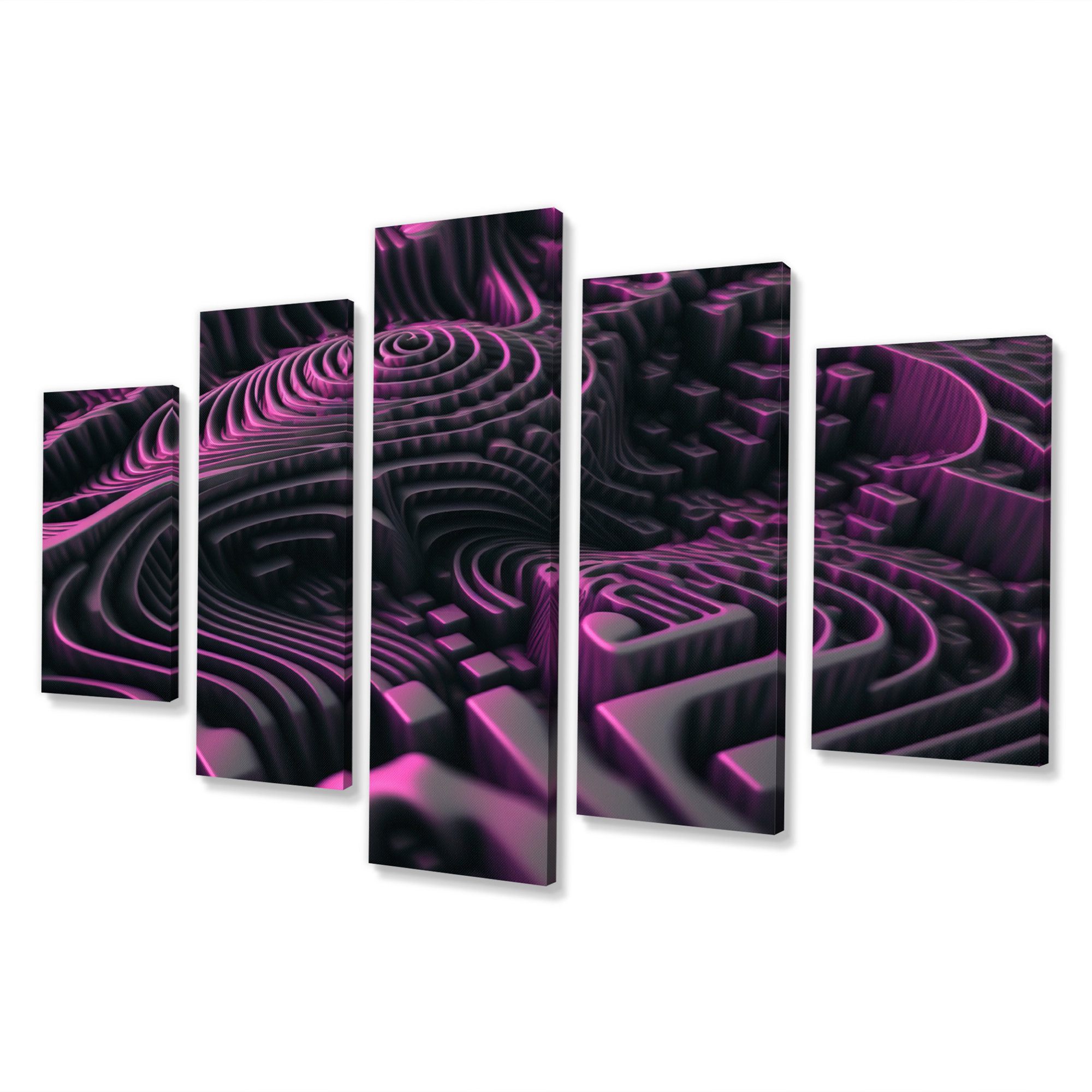 Design Art Futuristic Labyrinth Purple Maze Matrix I - Modern Geometric ...