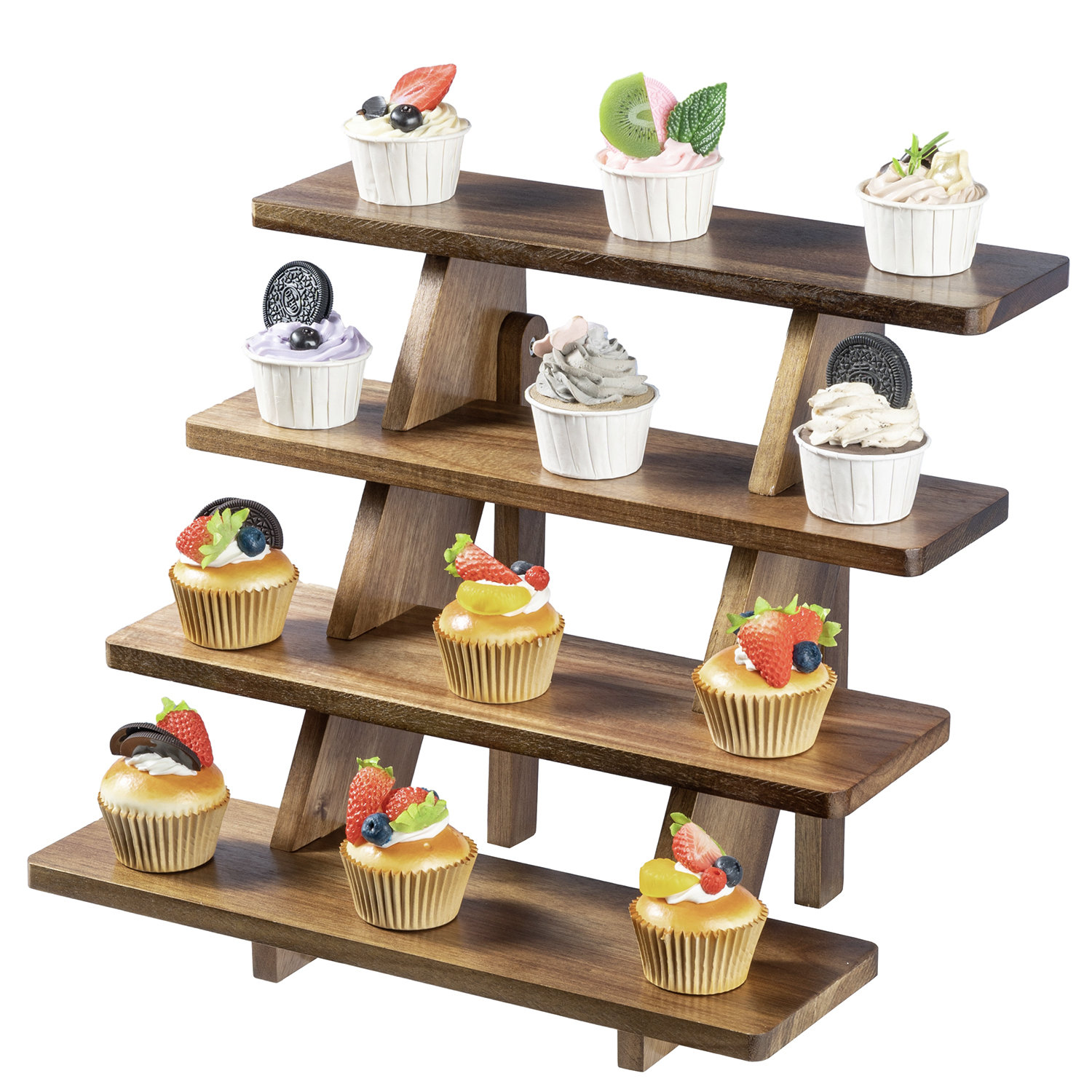 Millwood Pines Acacia Wood Cupcake 4 Tiers Display Stand | Wayfair