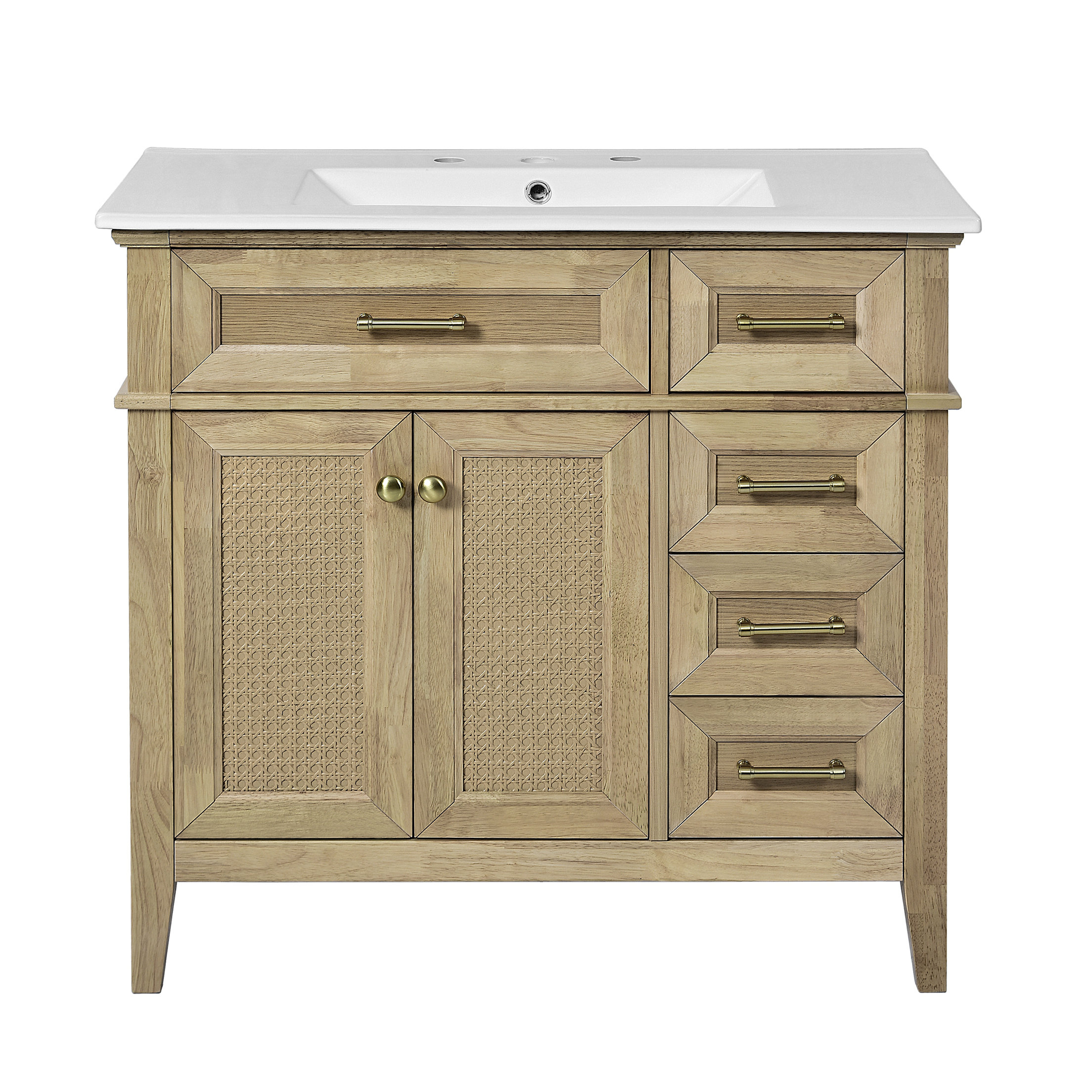 Highland Dunes 36" Space-Saving Bathroom Vanity with Ceramic Sink ...