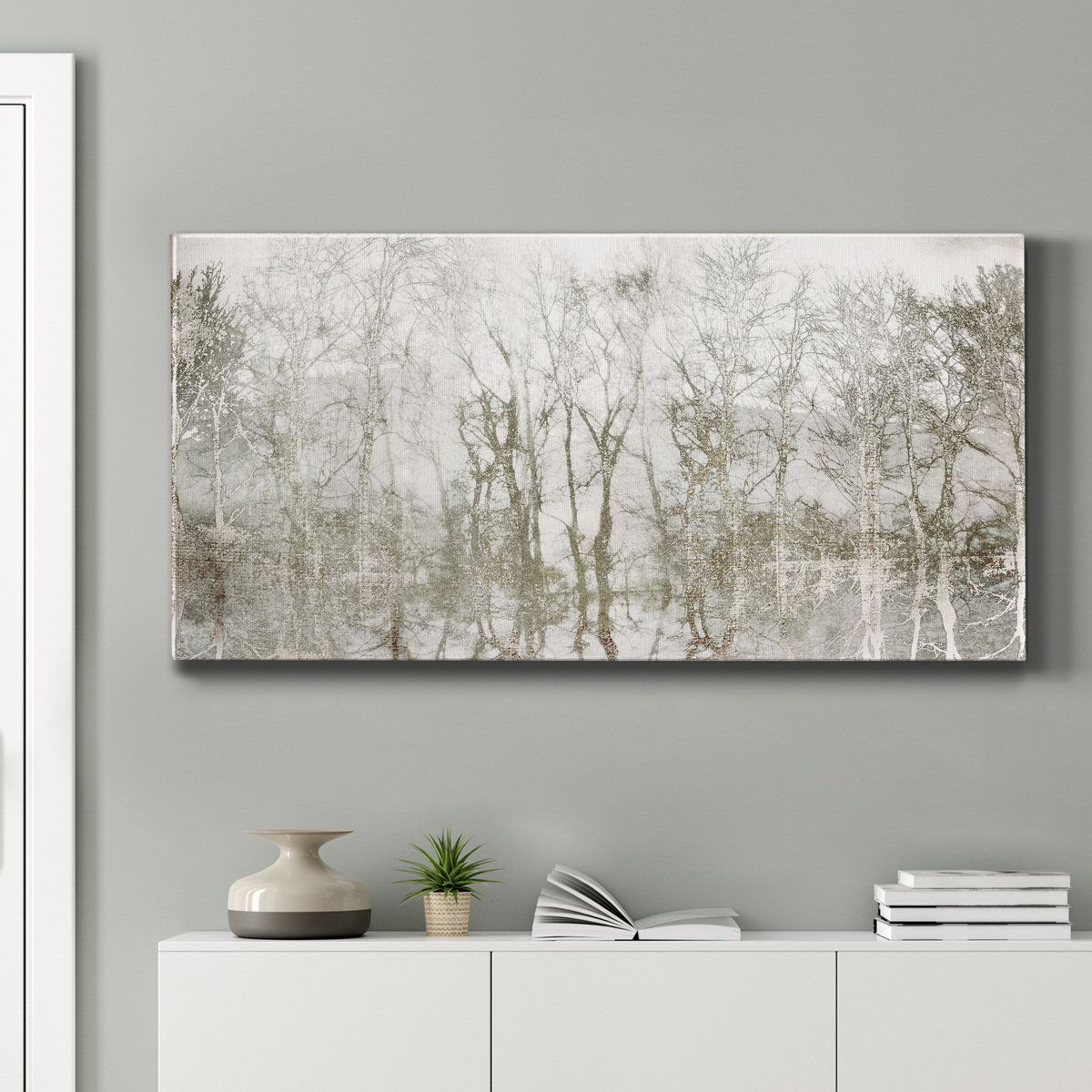 Ebern Designs Shimmering Trees - Wrapped Canvas Print | Wayfair