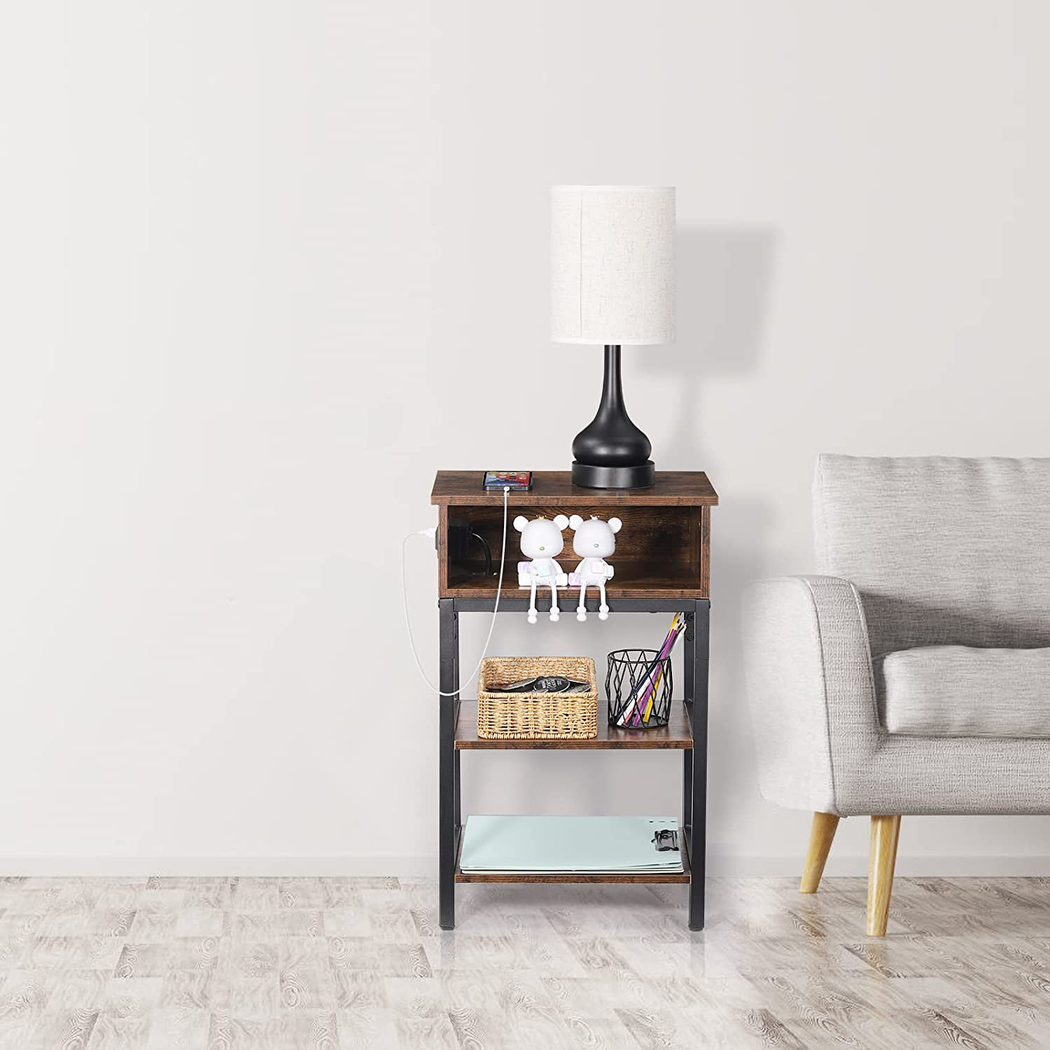 17 Stories Raileen Nightstand in Black/Brown & Reviews - Wayfair Canada