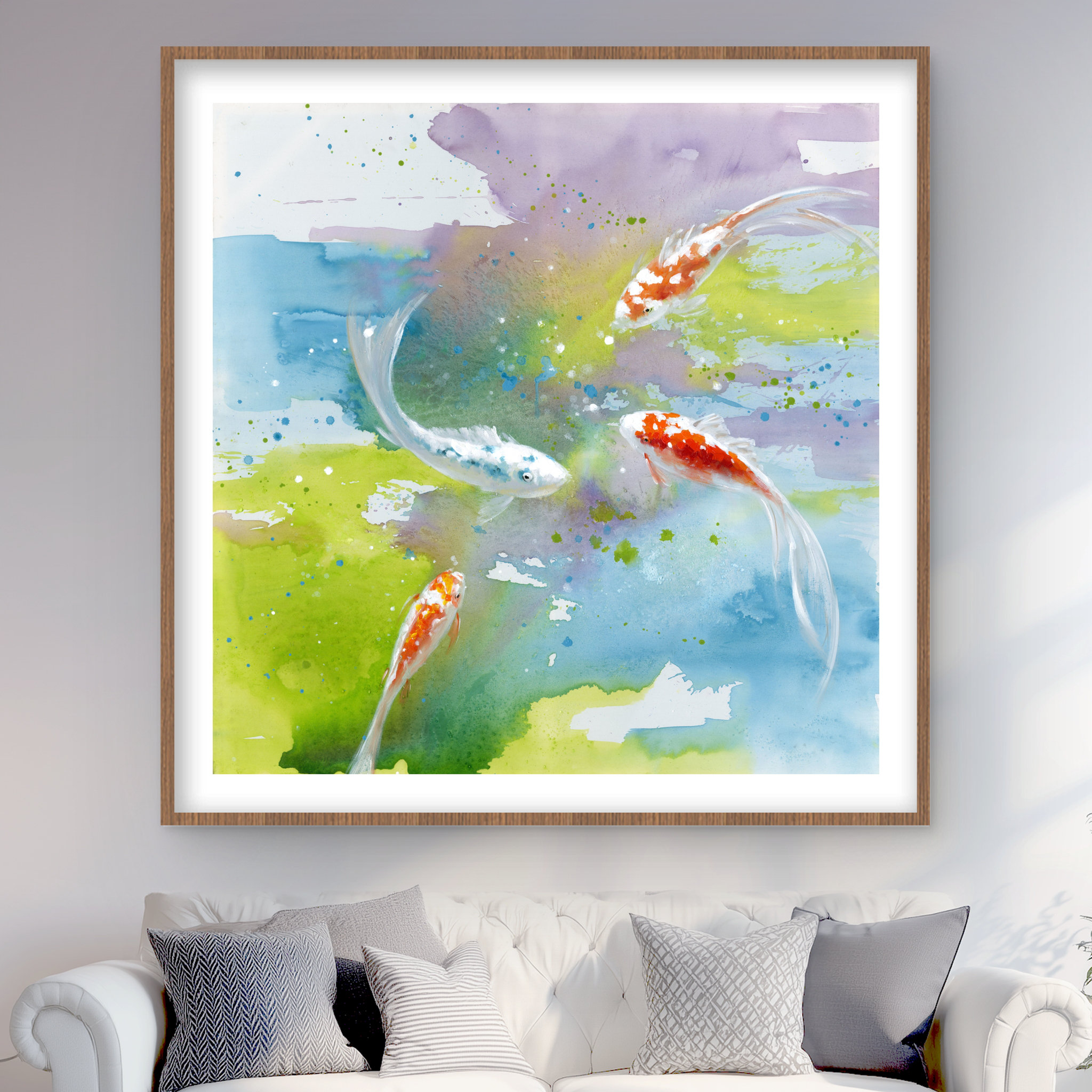 Lark Manor™ Koi Fish in Colorful Water | Exotic Framed Matted Print ...