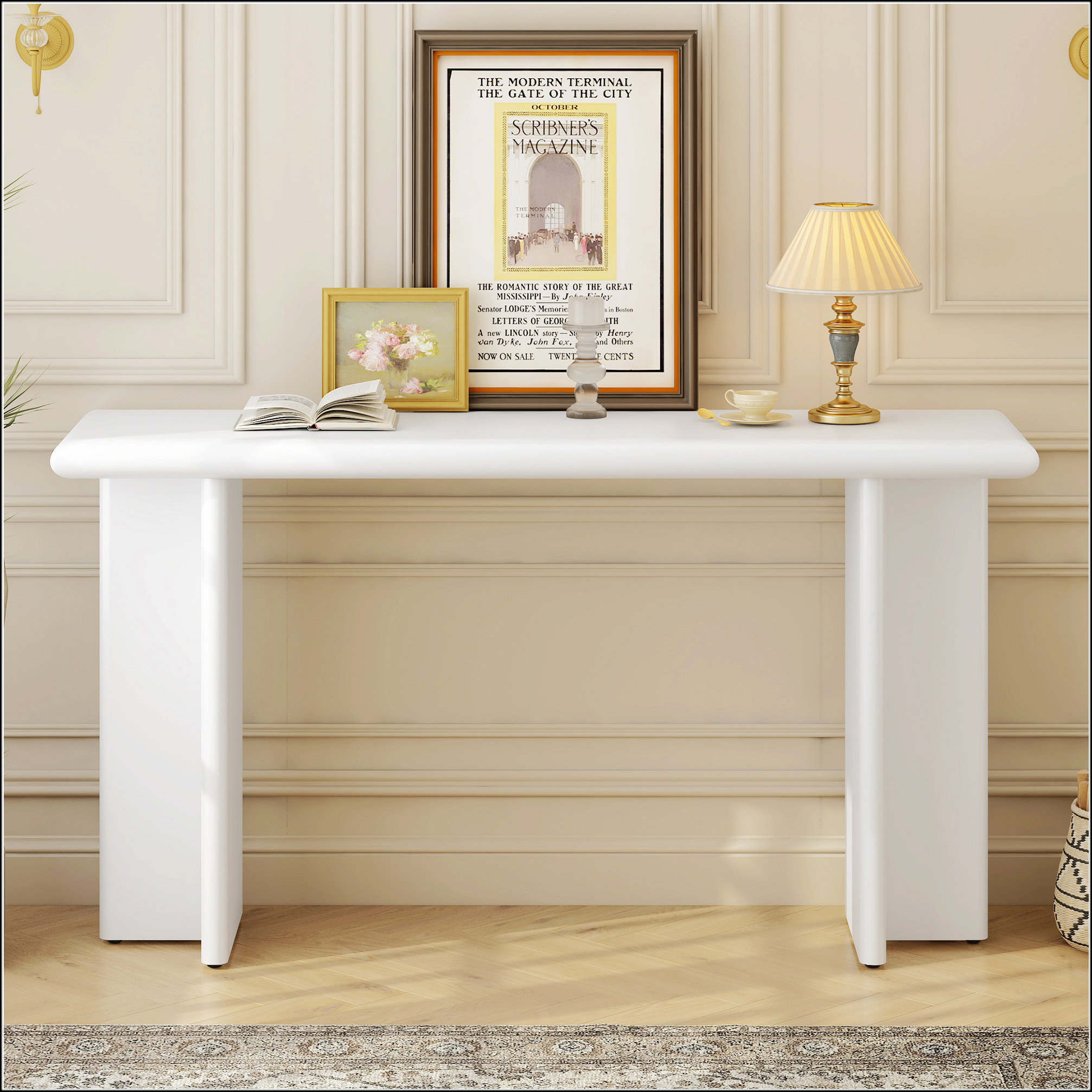 Latitude Run® Modern Entryway Table With Sturdy L-Shaped Legs For ...