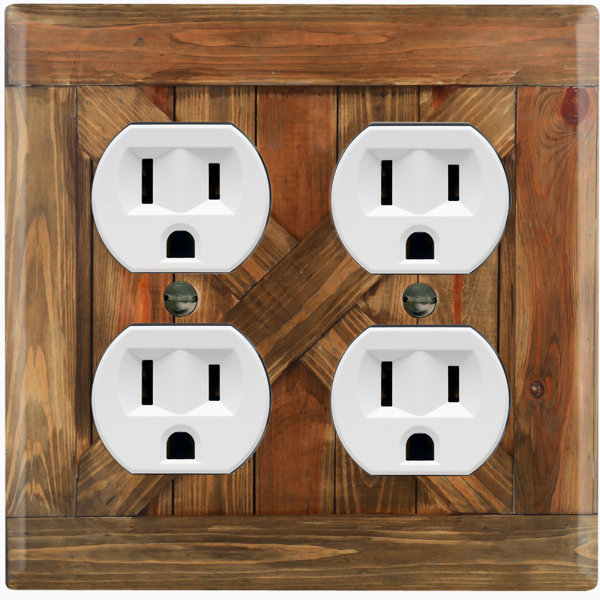 WorldAcc Brown Wooden Fence Gate Print Nature Themed 2 - Gang Duplex ...