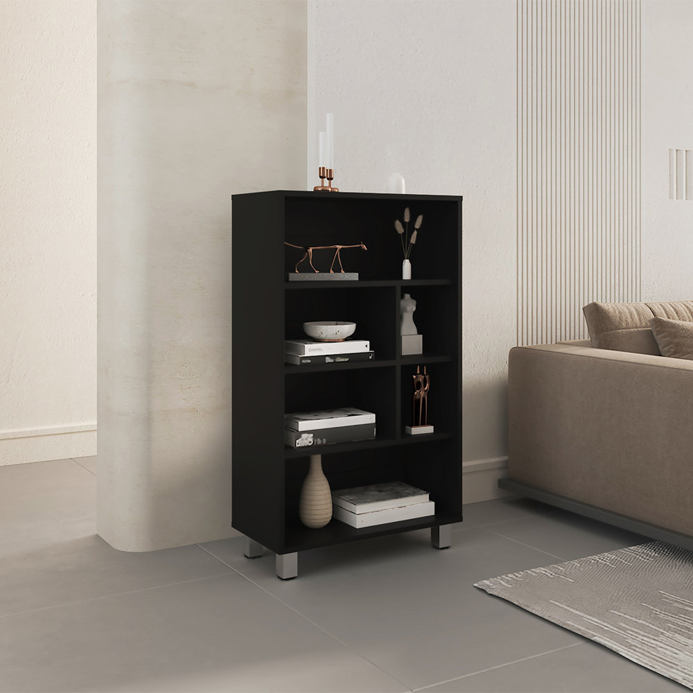 George Oliver Compact Six-Shelf Bookcase with Durable Engineered Wood ...