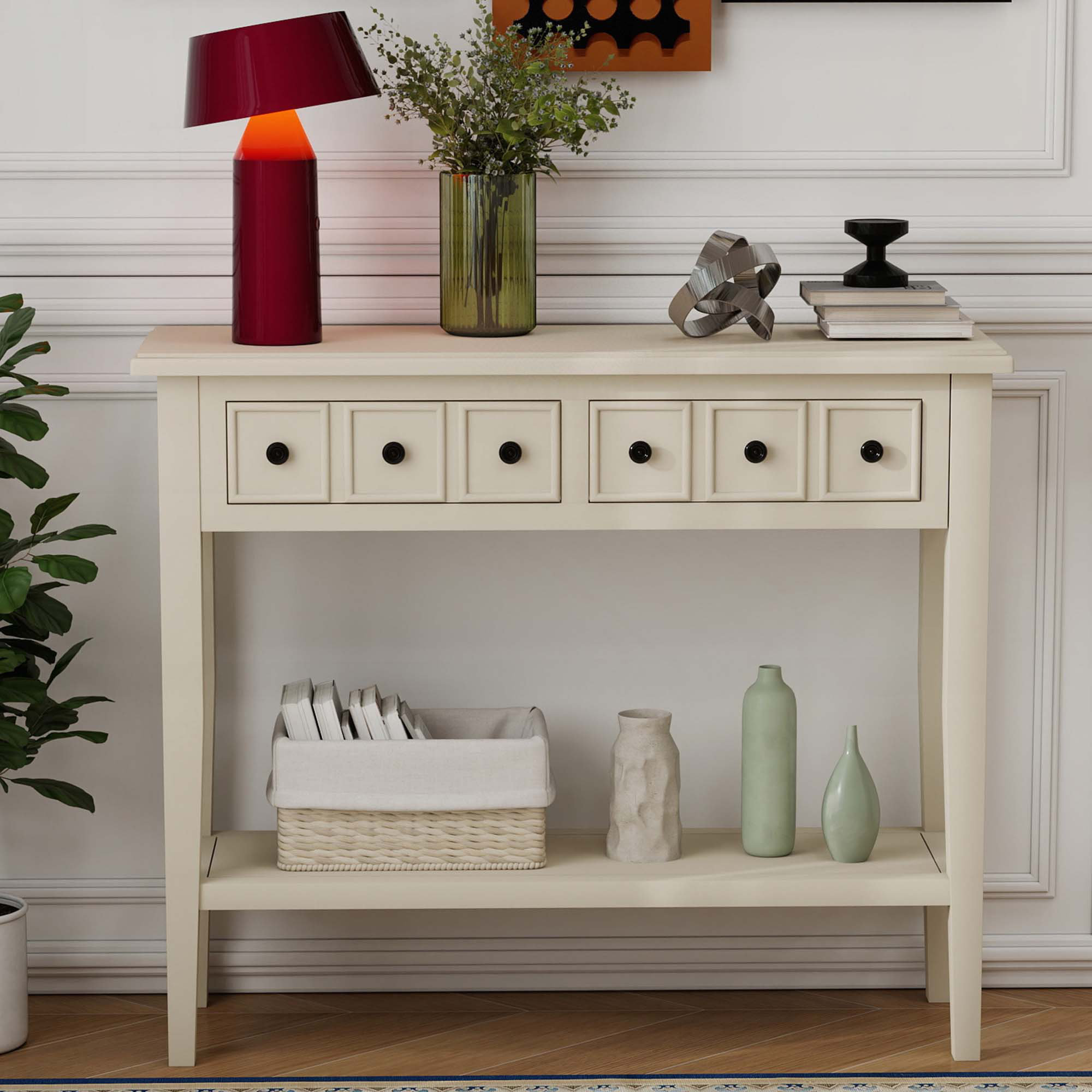Lark Manor™ Wood Storage Console Table with 2 Storage Drawers, Open ...
