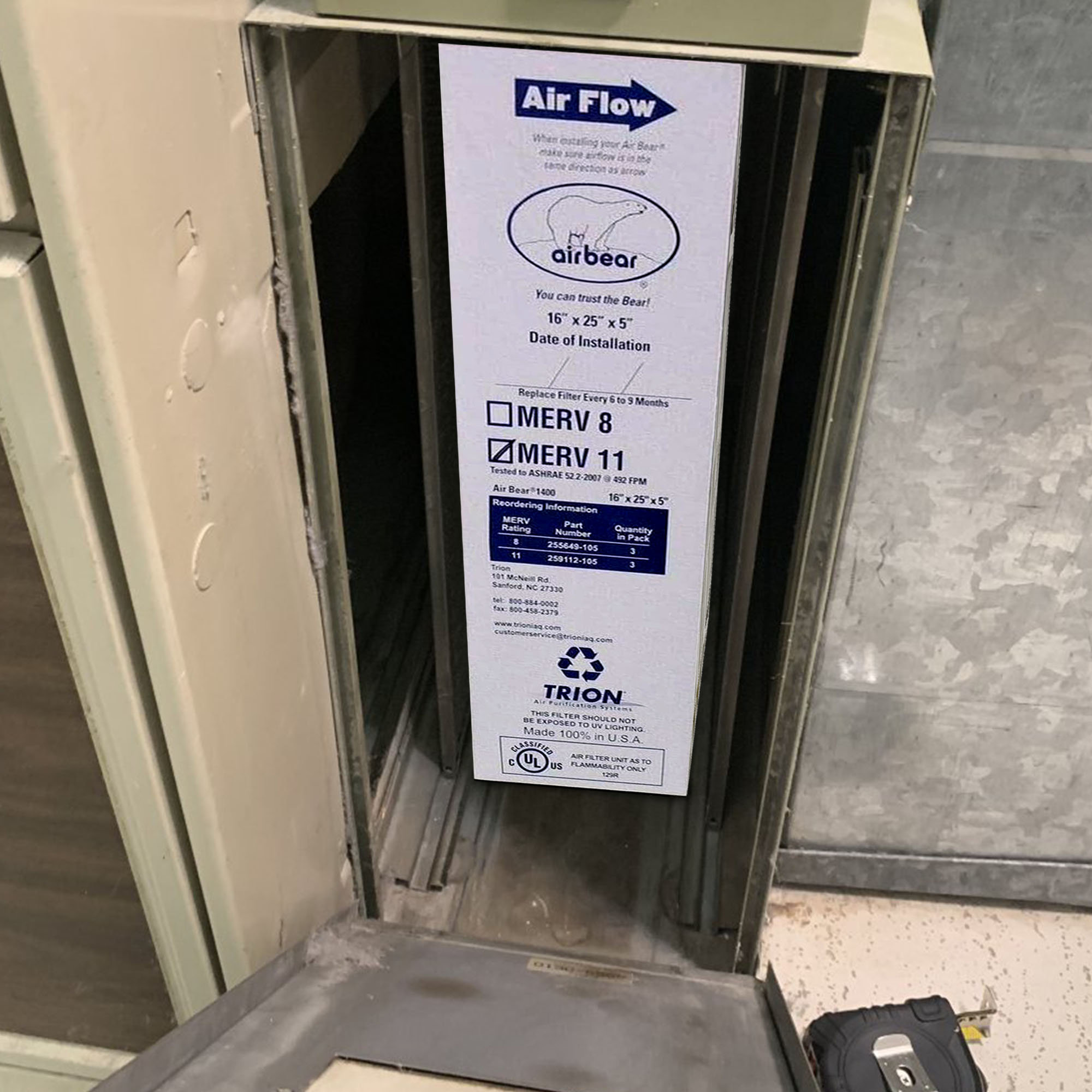 Trion 259112-105 Air Bear 16 x 25 x 5 Inch MERV 11 Air Purifier Filter ...