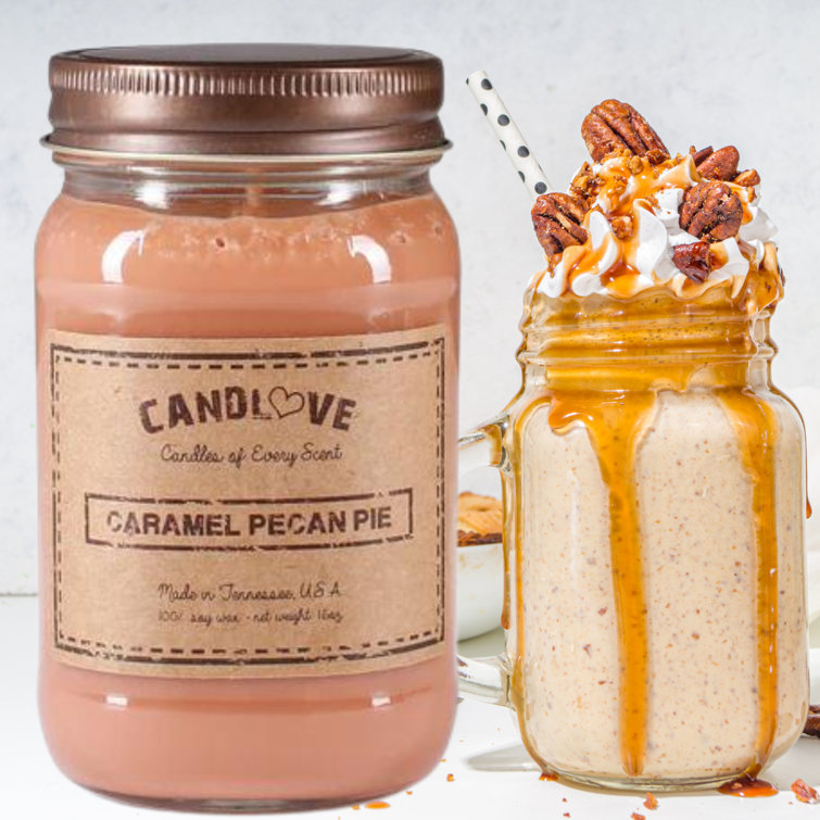 FizzIt Caramel Pecan Pie Scented Jar Candle with Glass Holder | Wayfair