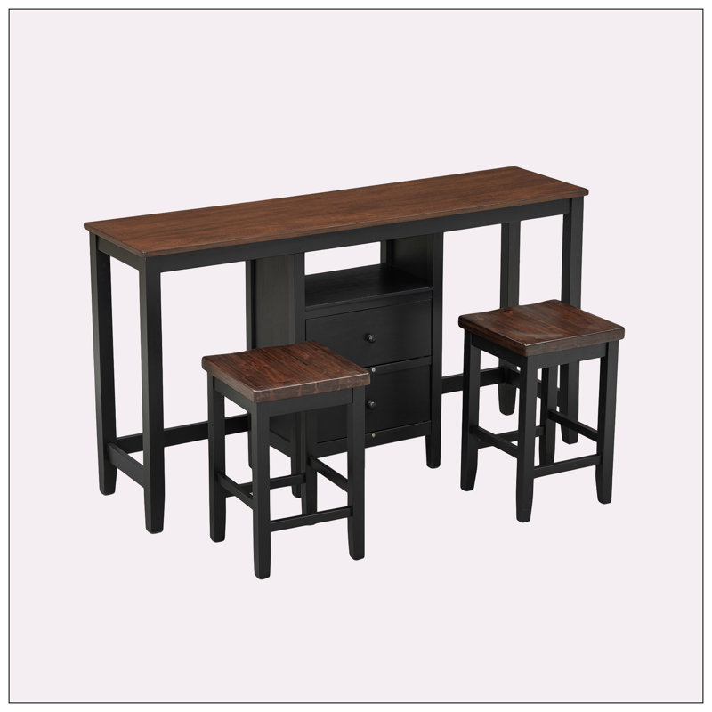 Lark Manor™ 3-piece Counter Height Wood Dining Table Set with Cabinet ...
