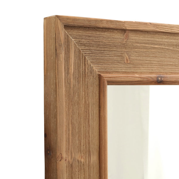 Millwood Pines Rustic Rectangle Wood Mirror for Bathroom Farmhouse ...