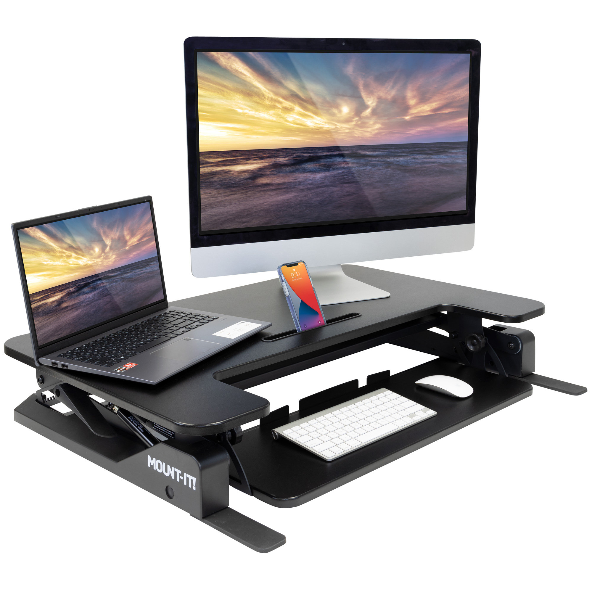 Mount-It! Standing Desk Converter, Height Adjustable Stand Up Desk, 36 ...