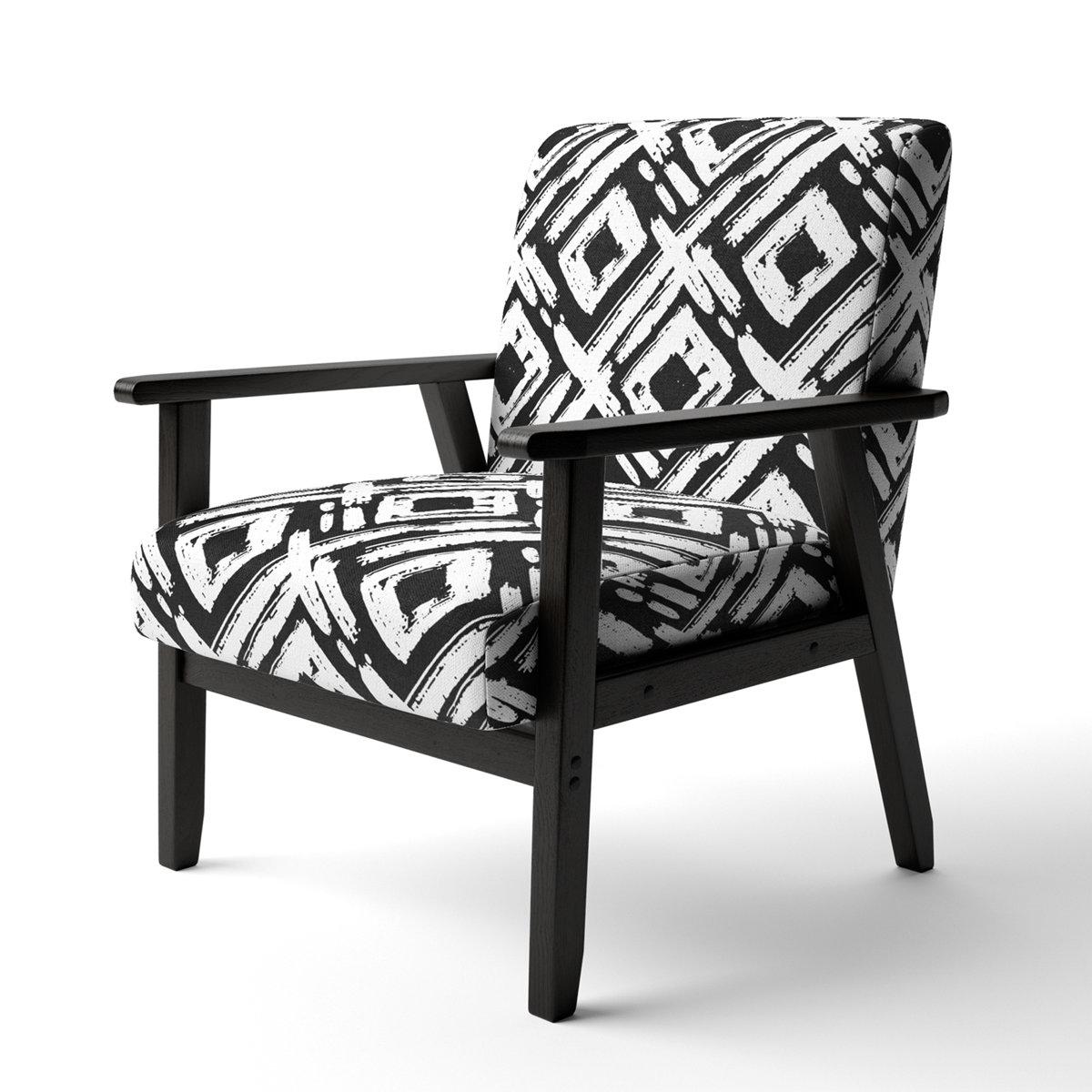Dakota Fields Black And White Geometric - Upholstered Patterned Accent ...