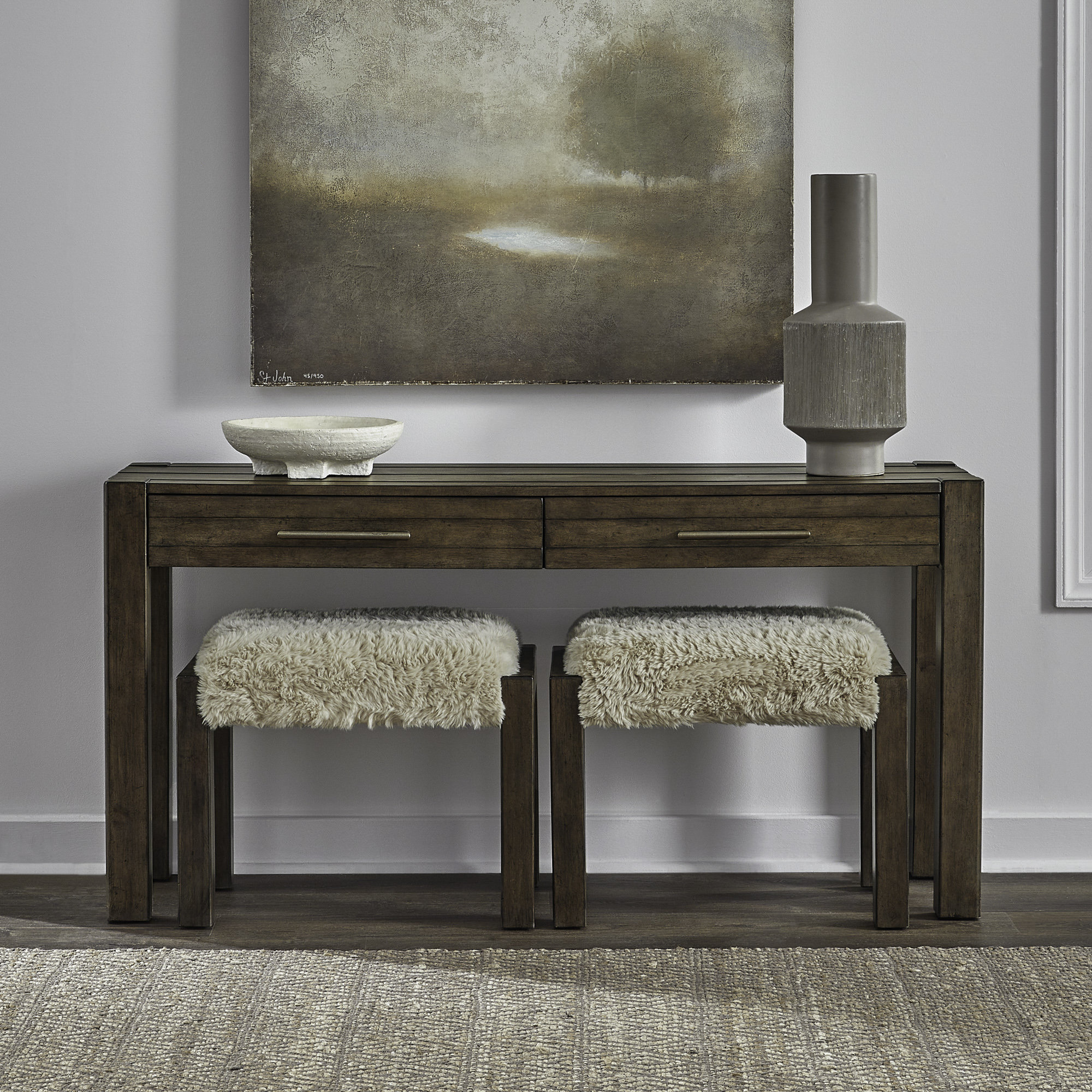 Latitude Run® Ensemble de console Arnaline avec 2 tabourets rembourrés ...