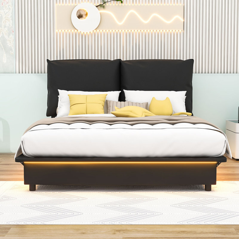 Wrought Studio™ Kayri Upholstered Platform Bed with Sensor Light and ...