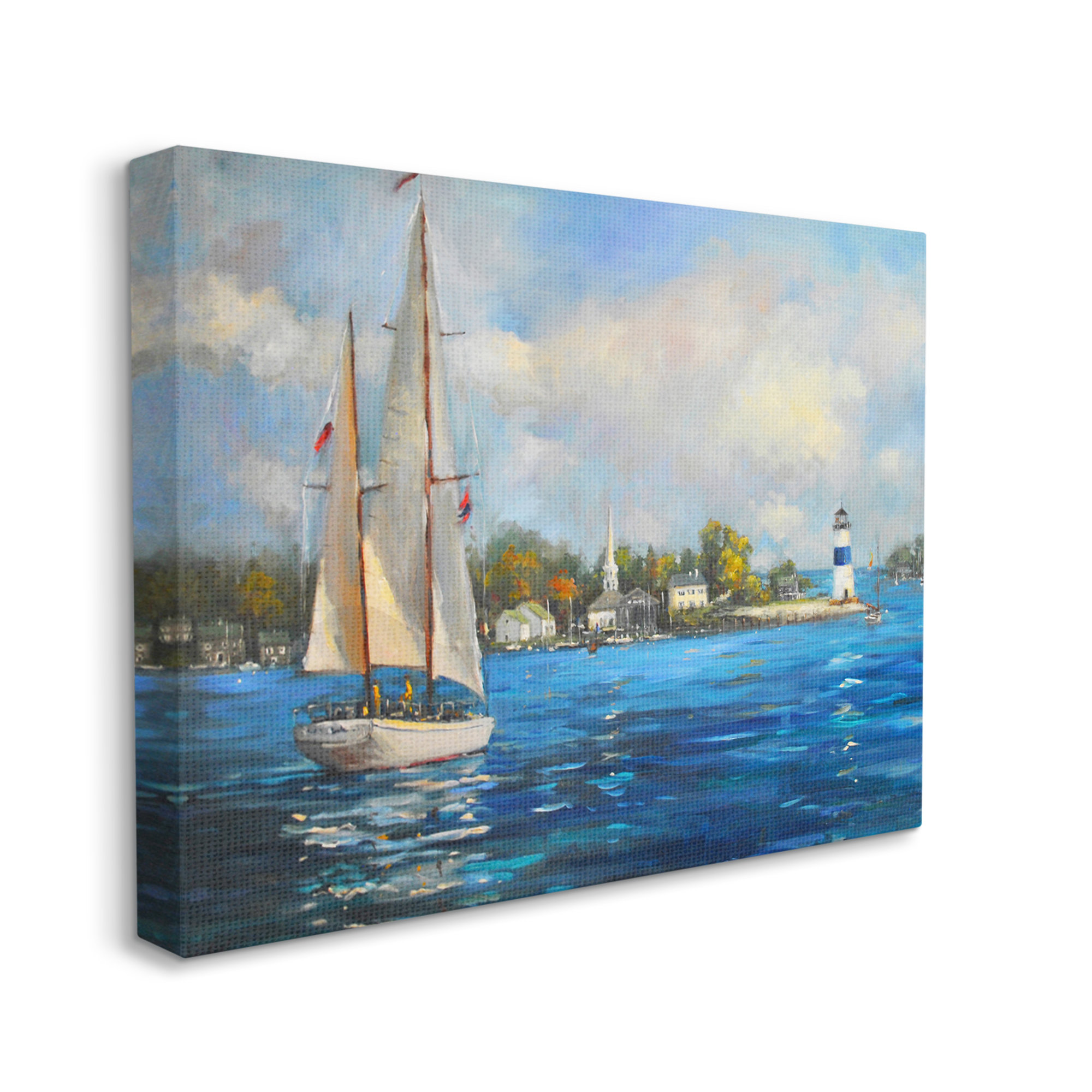 Stupell Industries Sailboats Ocean Landscape Canvas Wall Art Design by ...