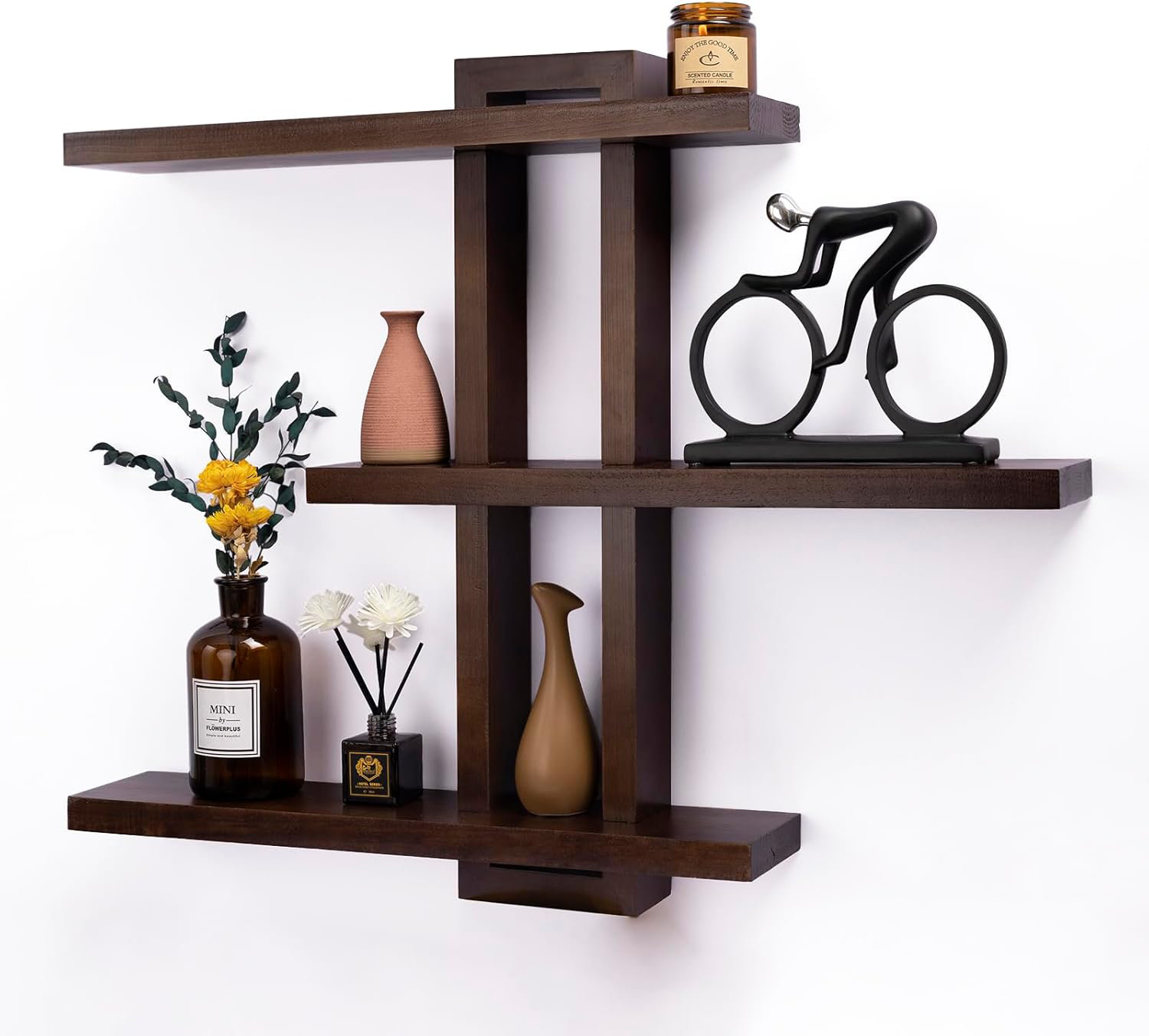 17 Stories Adjustable Floating Shelves Set Of 3 - Rustic Wall Shelves ...