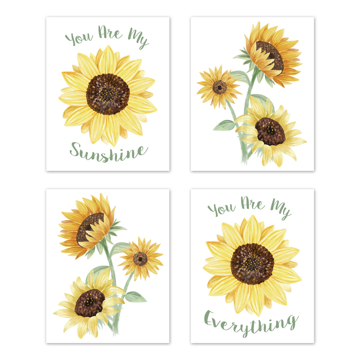 Sweet Jojo Designs Sunflower 4-Piece Set Paper Print & Reviews | Wayfair