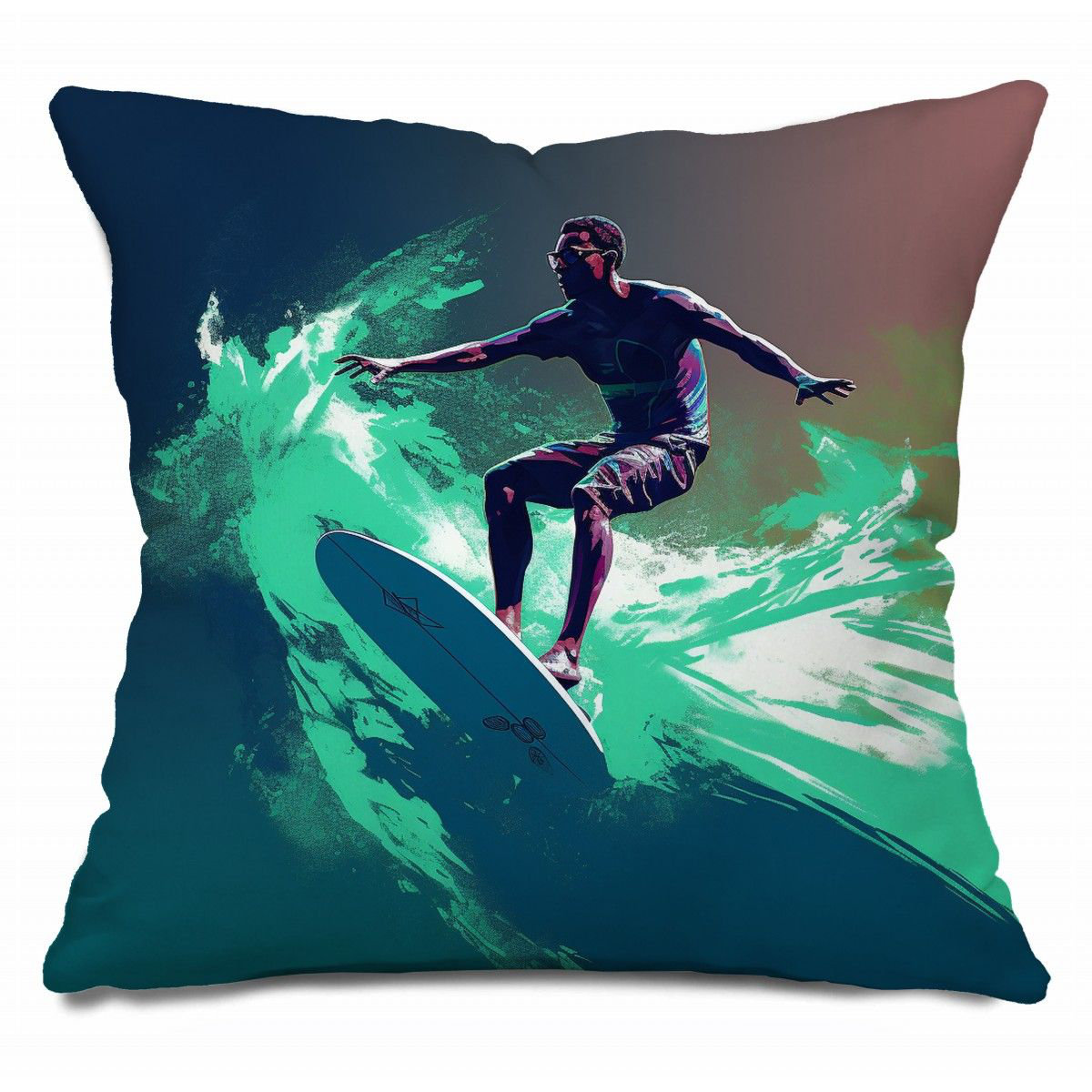 VisionDecor Surfing Throw Pillow, Surfer Cotton Twill Pillows | Wayfair