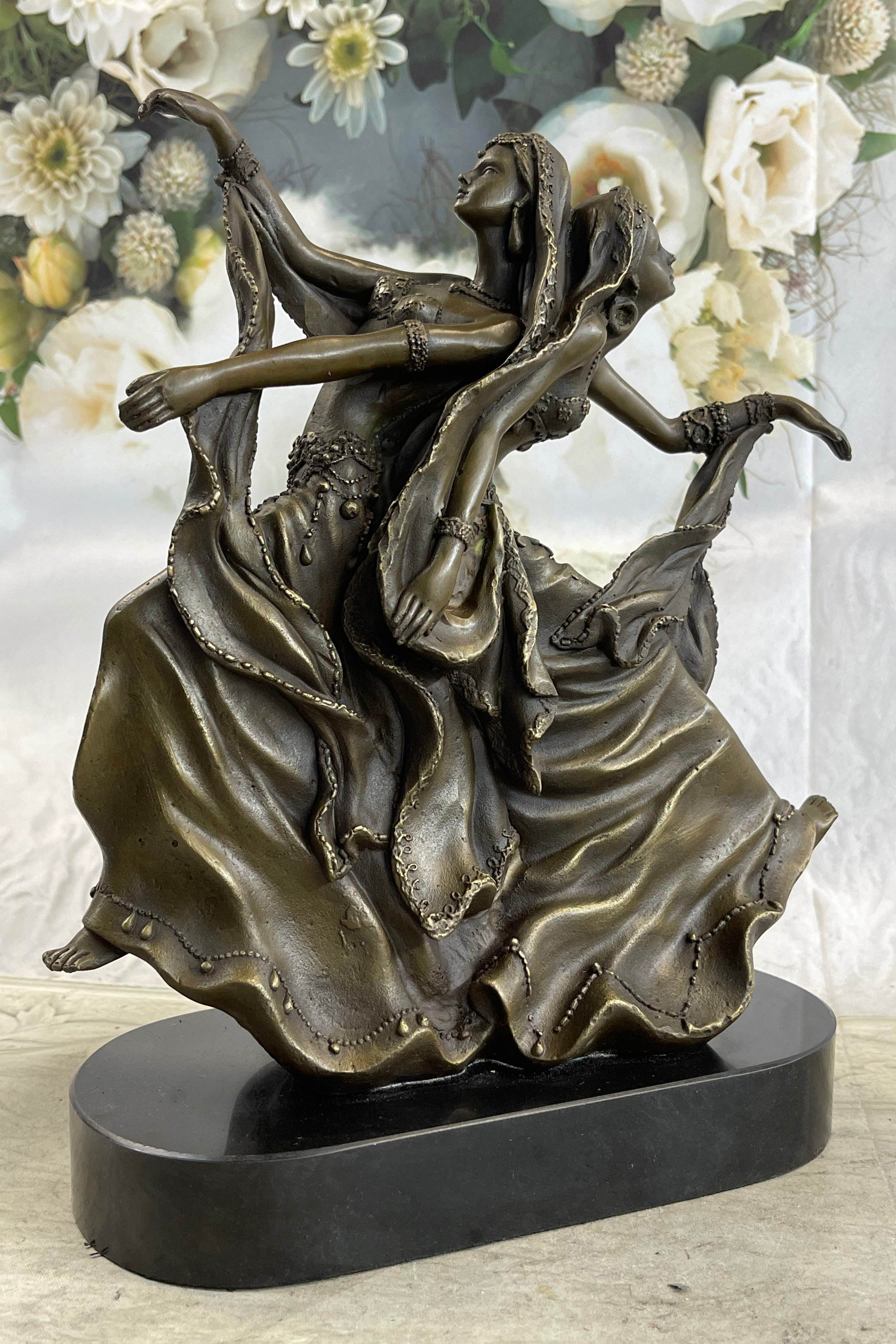 Canora Grey Gemini Twin Dancer Girls Bronze Statue Sculpture Figure ...