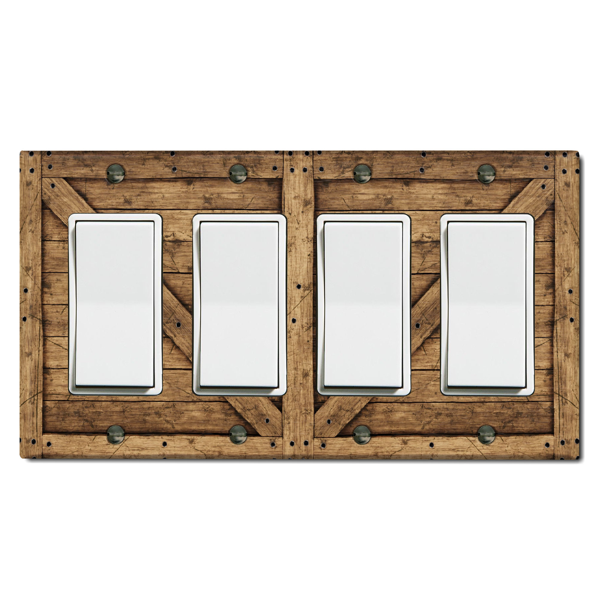 WorldAcc Biege Fence Barn Door Nature Themed 4 - Gang Rocker Standard ...