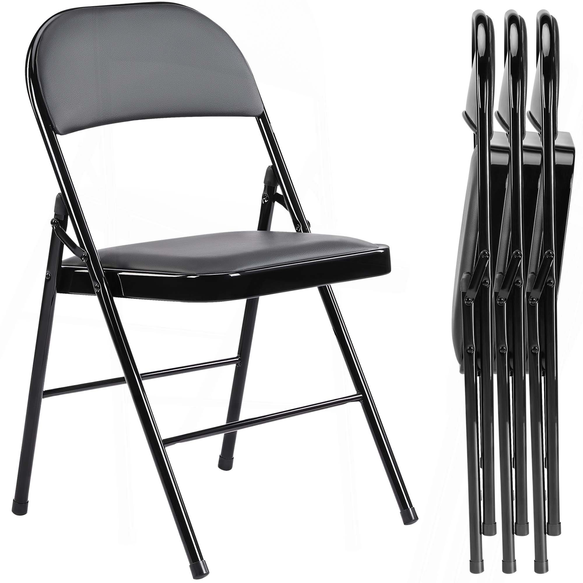 Inbox Zero Folding Chair 4 Pack,Leather Padded Folding Chairs,Sturdy ...