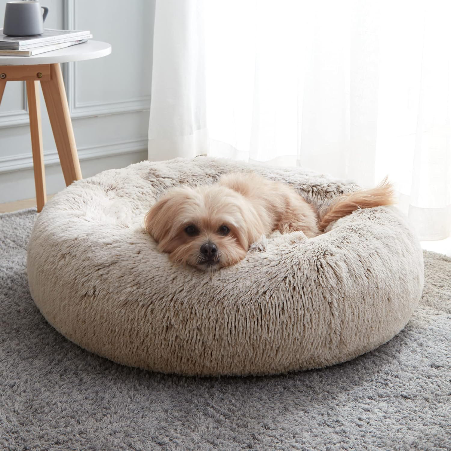 Tucker Murphy Pet™ Calming Dog & Cat Bed - Anti-Anxiety Donut Dog Cuddler, Warming Cozy Soft ...