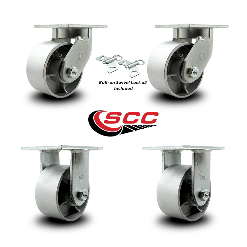 Service Caster 4 Piece Heavy Duty Semi Steel Cast Iron Caster Set | Wayfair