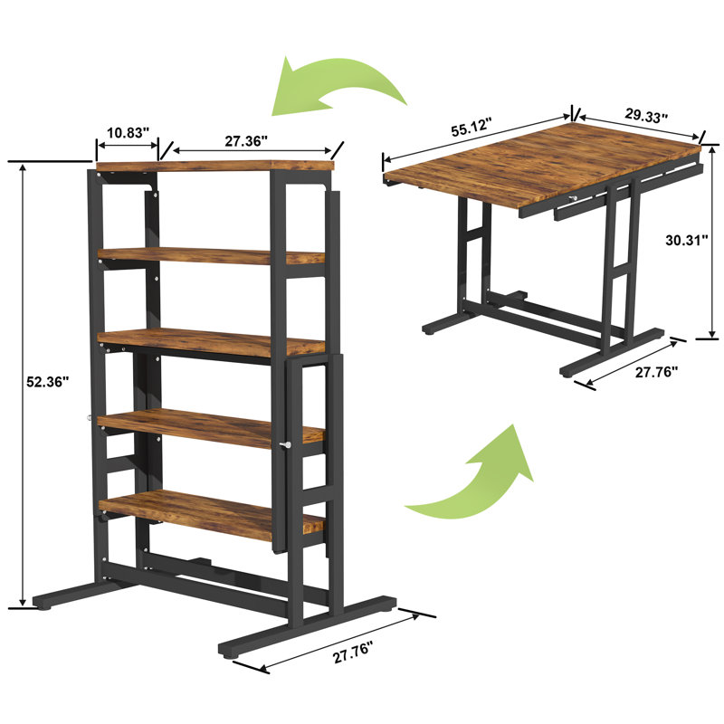 17 Stories Convertible Table And Shelf - 5-panel Multi-functional ...
