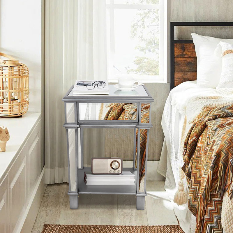 House of Hampton® Hikeem Nightstand in Silver & Reviews | Wayfair
