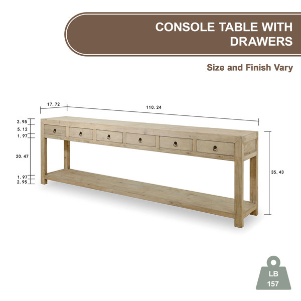 Lily's Living 110" W Rectangle Weathered Natural Wood Indoor Vintage ...