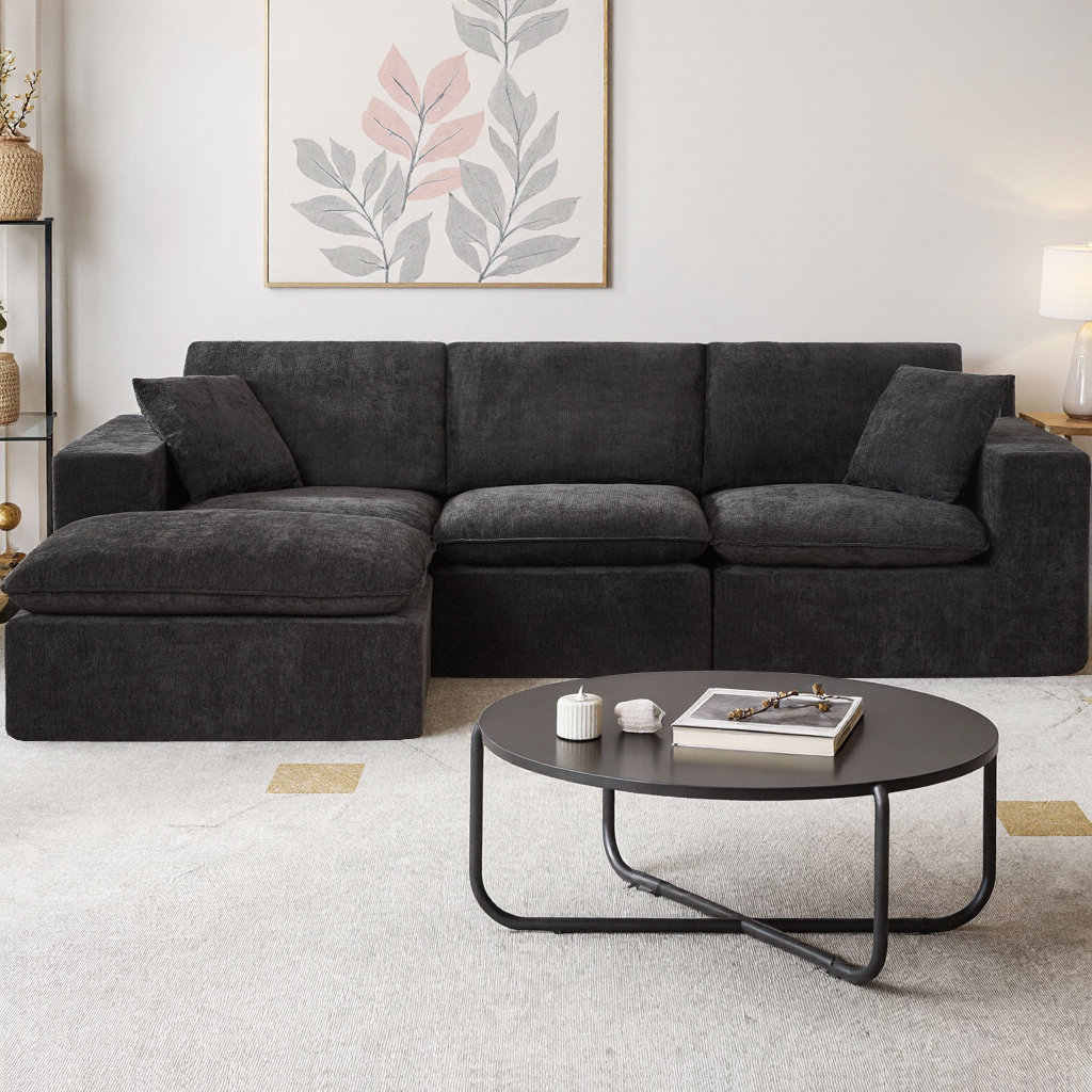 Latitude Run® L-Shaped Modular Sectional Sofa with Ottoman, Freely ...